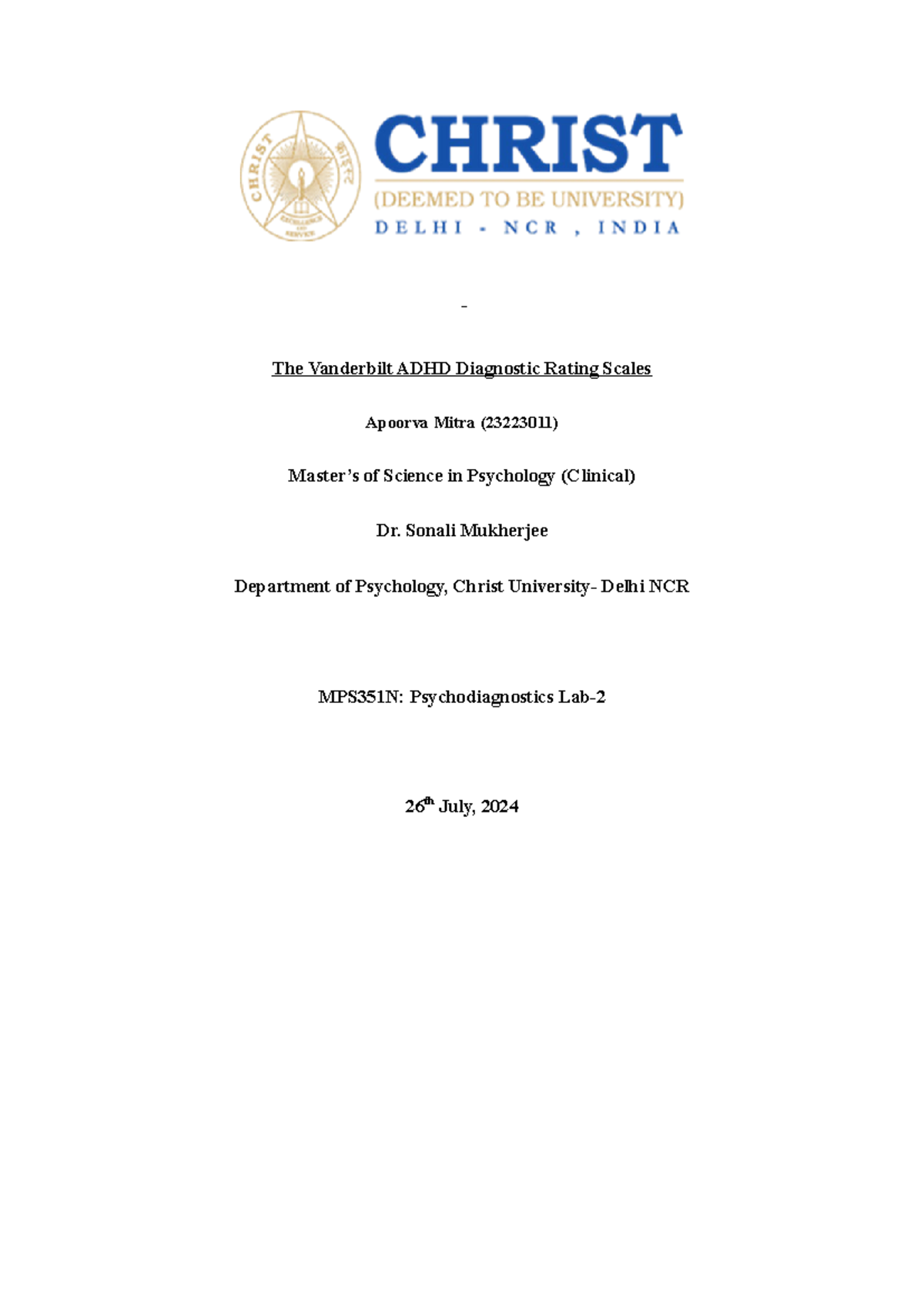 Experiment Vanderbilt - The Vanderbilt ADHD Diagnostic Rating Scales ...