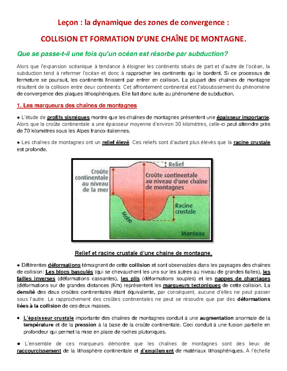 LA Collision-2023 - bilan chapitre svt sur la collision en geologie ...