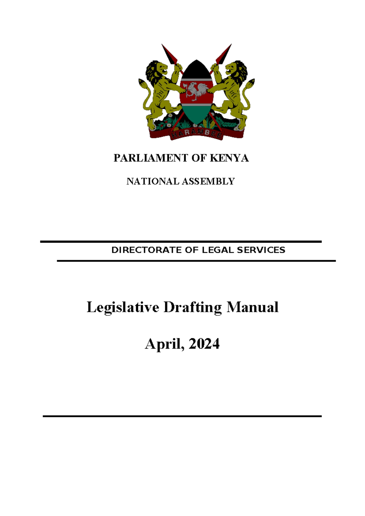 National Assembly - Legislative Drafting Manual - PARLIAMENT OF KENYA ...