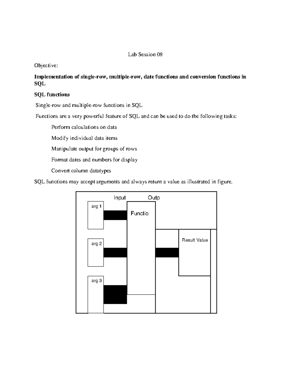 LAB 8 - Lab - Input Outp u arg 3 arg 2 Result Value Functio n arg 1 Lab ...