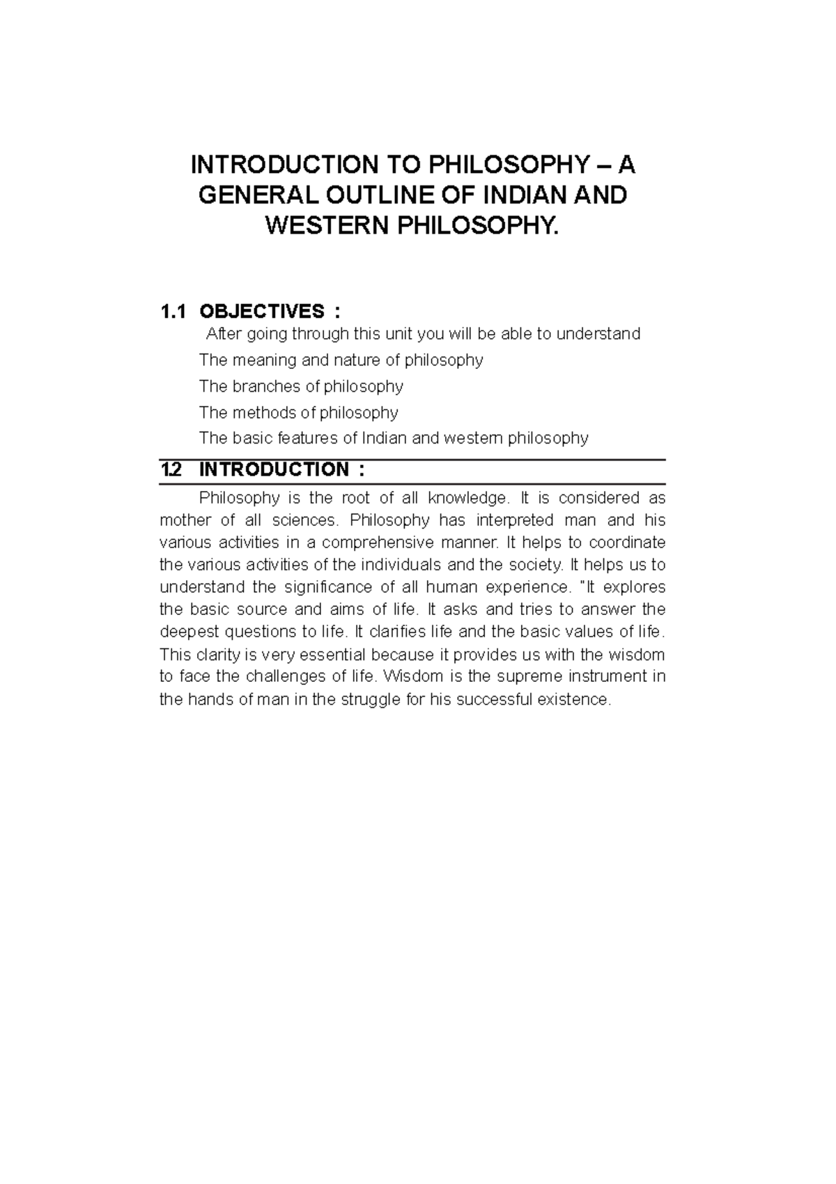Philosophy - INTRODUCTION TO PHILOSOPHY – A GENERAL OUTLINE OF INDIAN ...