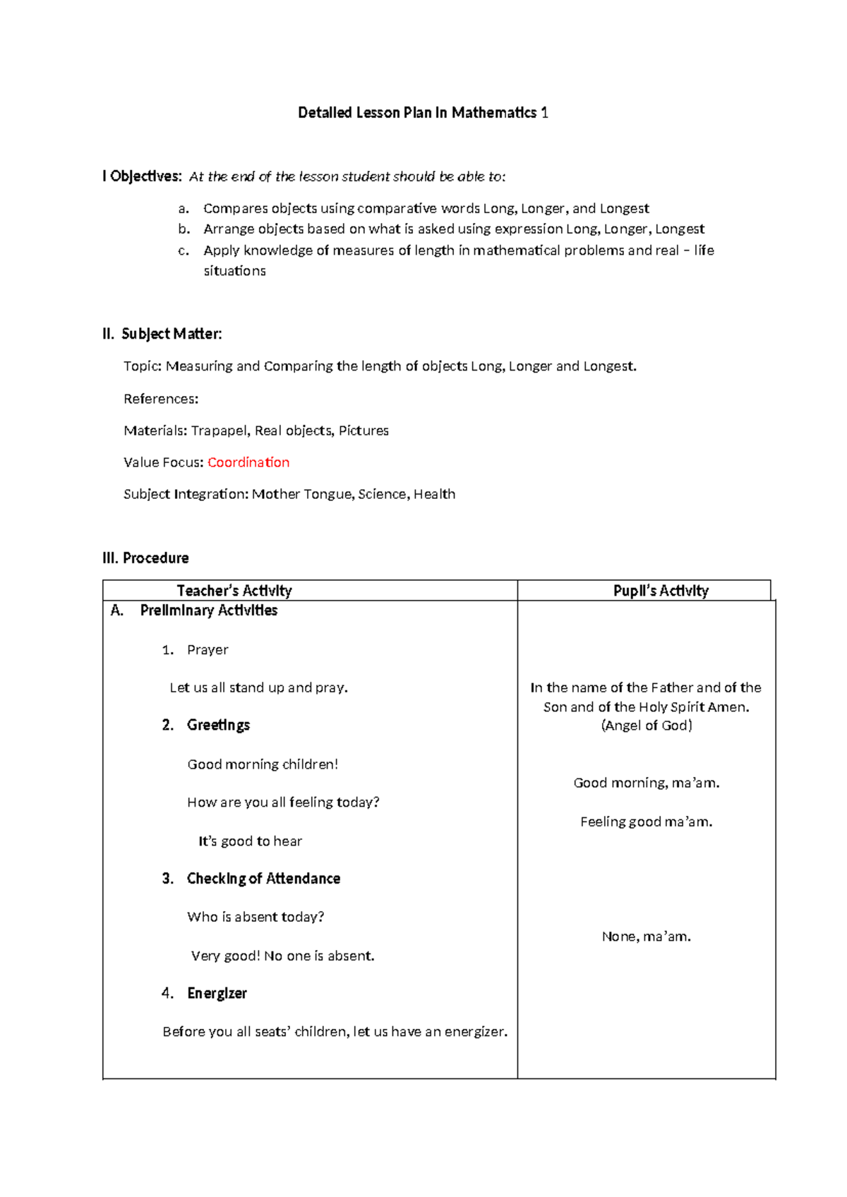 Mariecho Final Demo - Detailed Lesson Plan in Mathematics 1 I ...