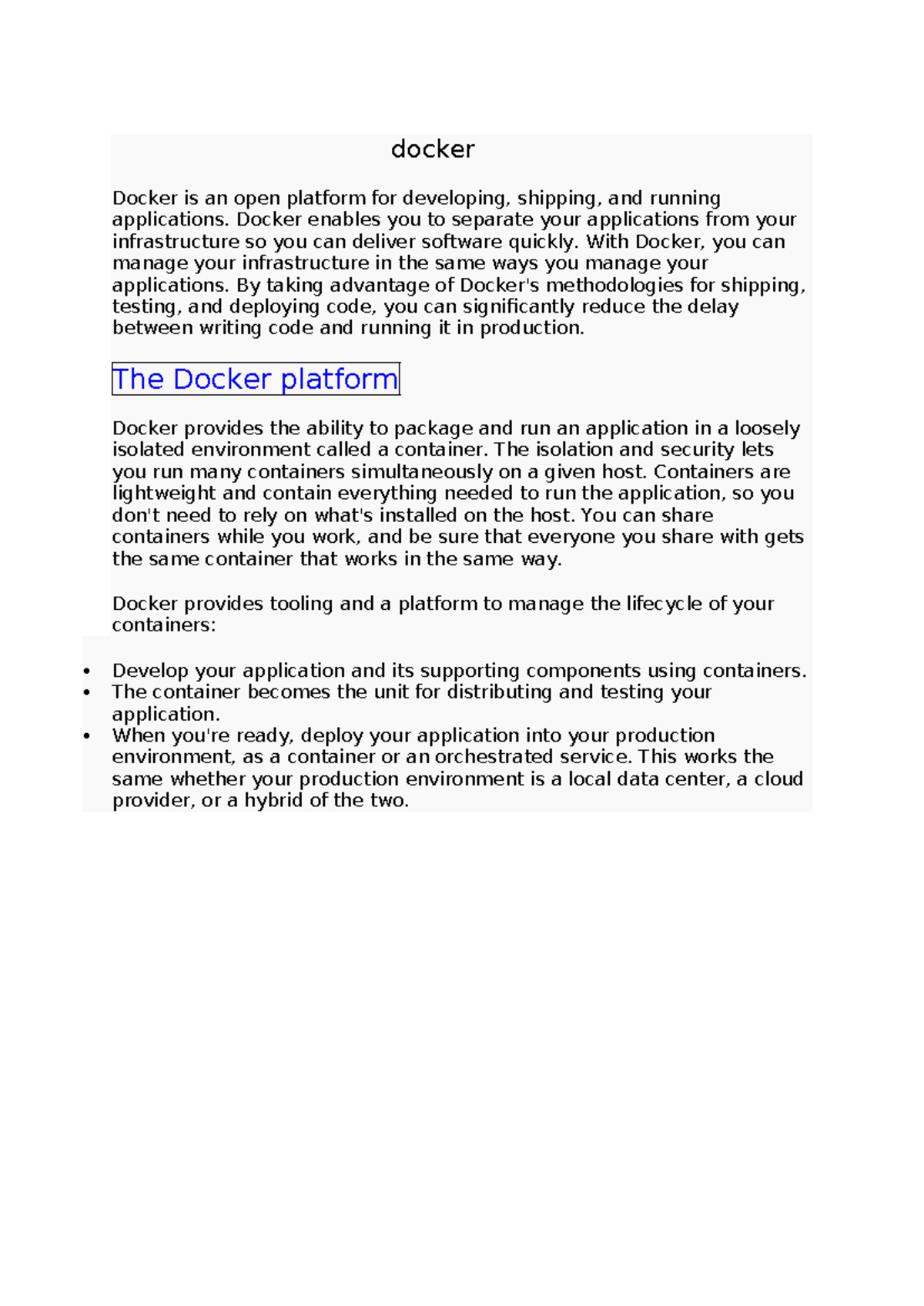 Ccdm basic - docker Docker is an open platform for developing, shipping, and running ...