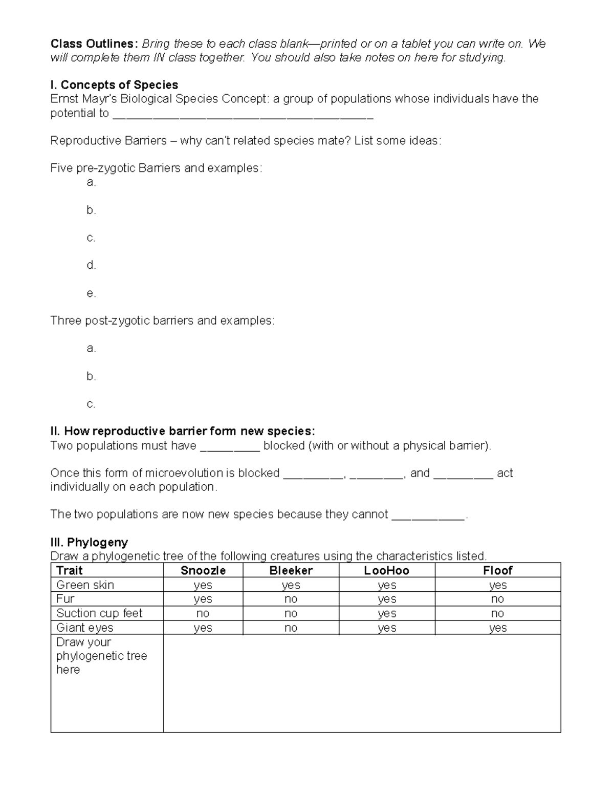 Lesson 23 Class Outline The Origin of Species - Class Outlines: Bring ...