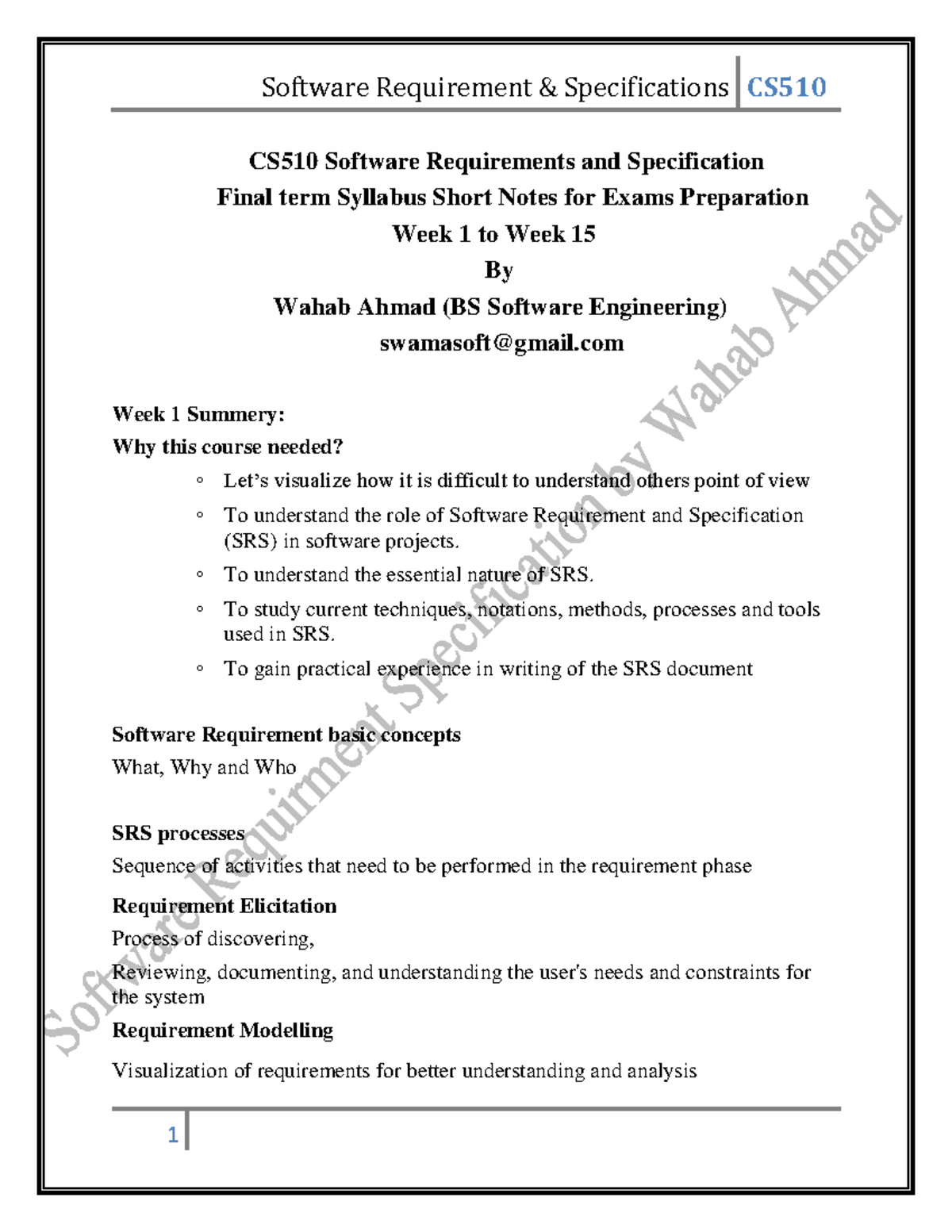CS510-final-term-Notesby Wahab Ahmad- Dwnld from (www - CS510 Software ...