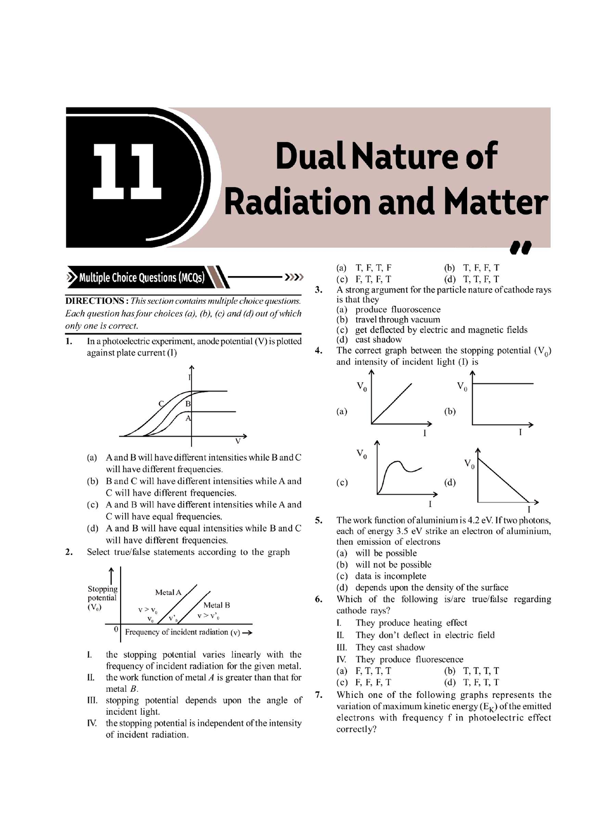 11. Dual Nature of Radiation and Matter - Physics - Studocu