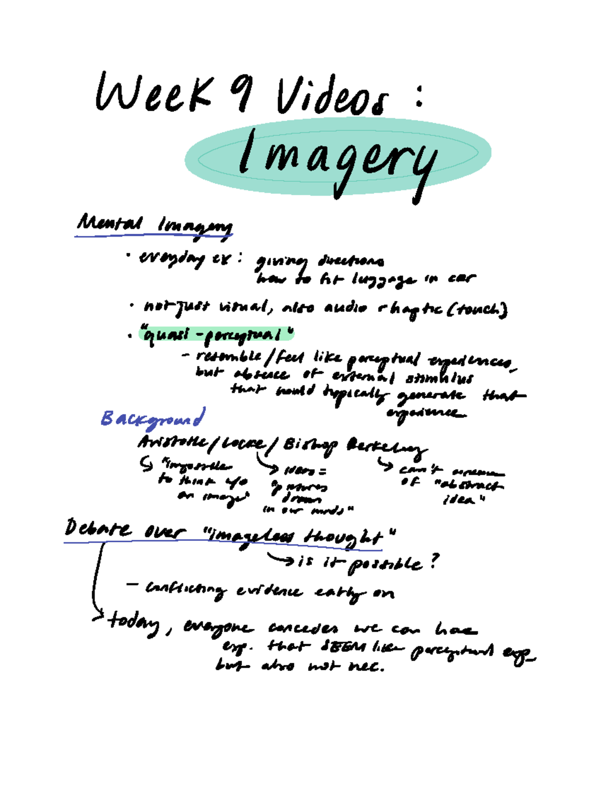 PSY 255 Week 9 Video Lecture Notes (Imagery) - PSY 255 - Studocu