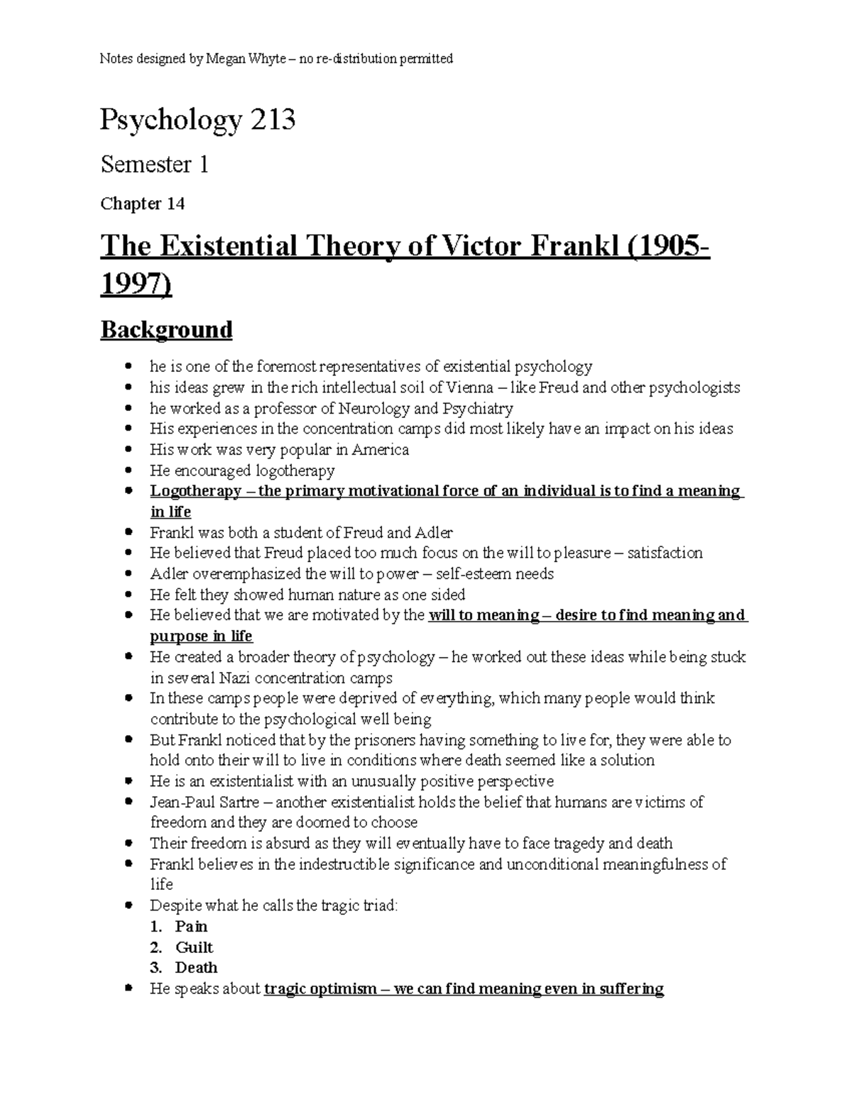 Chapter 14 - This is useful notes - Psychology 213 Semester 1 Chapter ...