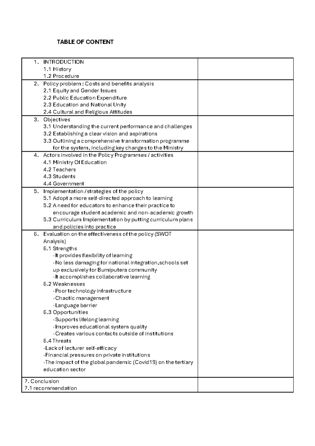 TOC - TABLEOF CONTENT PAD104 - TABLE OF CONTENT 1. INTRODUCTION 1 ...