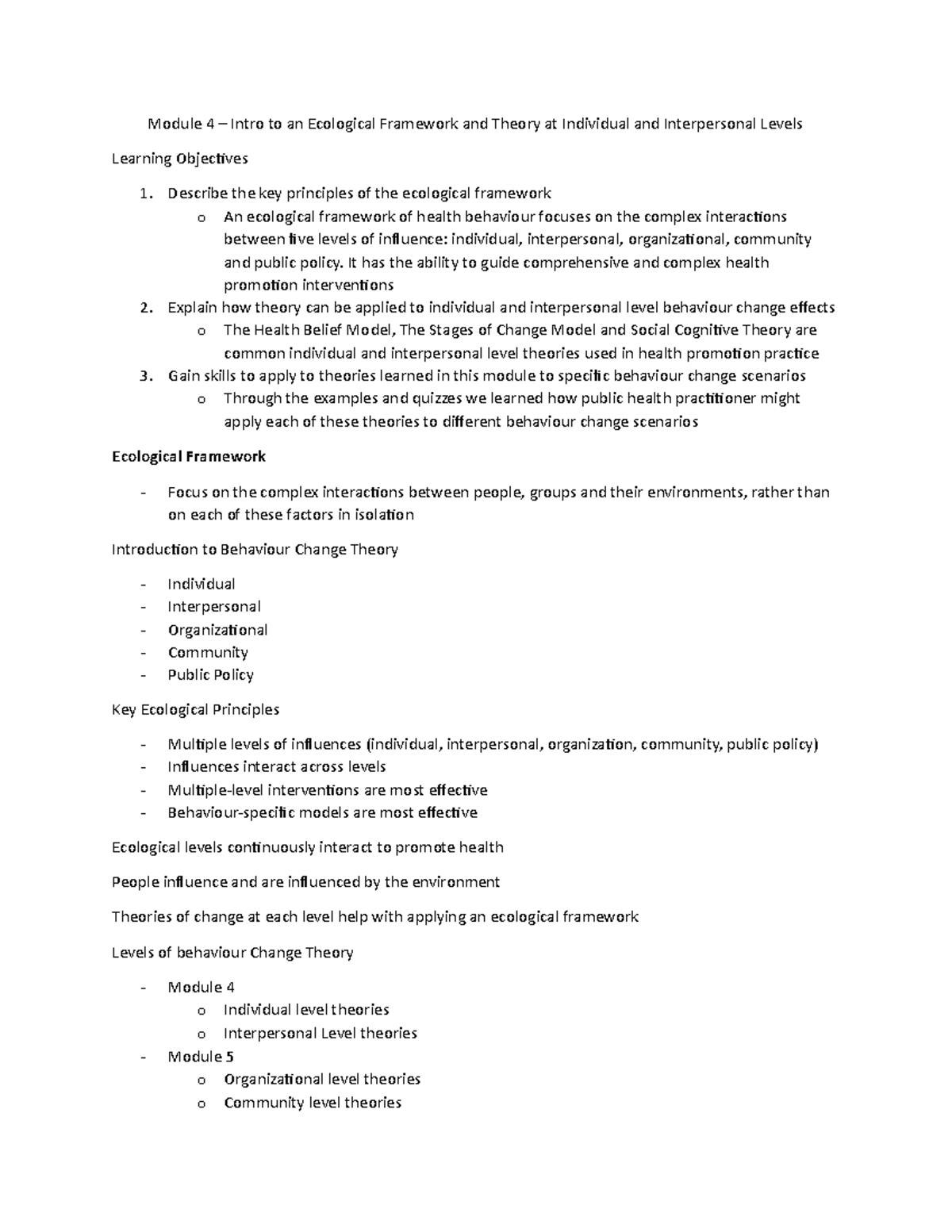 Health Promotion Foundations - Module 4 - Module 4 – Intro to an ...