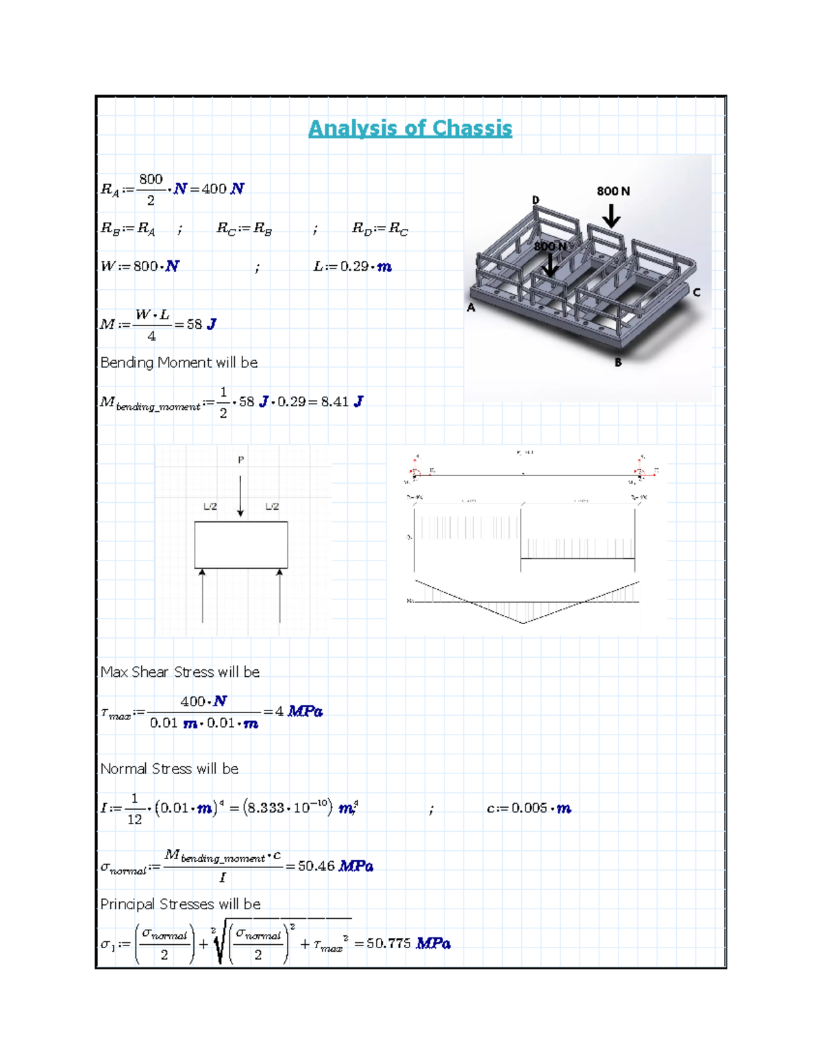 Analysis of Chassis - Mathcad sheet of calculations - Analysis of ...