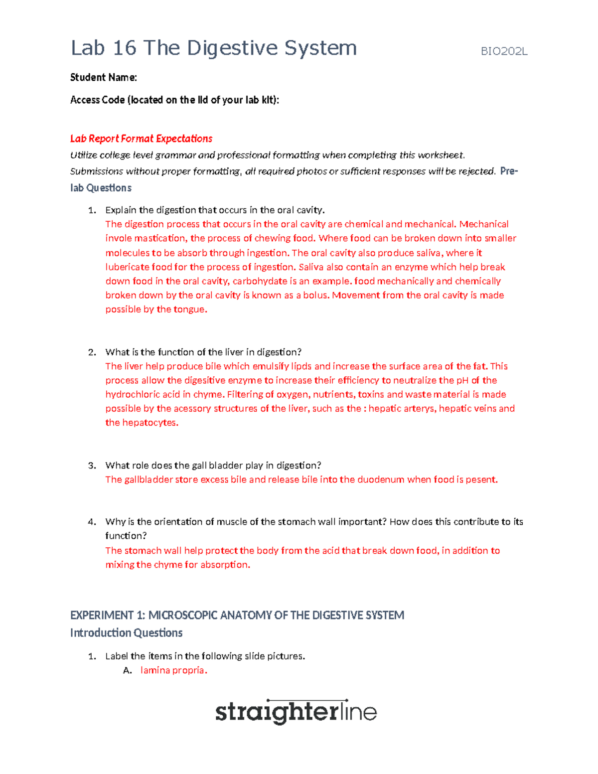 BIO202 Lab 16 - YEAS - Student Name: Access Code (located on the lid of your lab kit): Lab ...