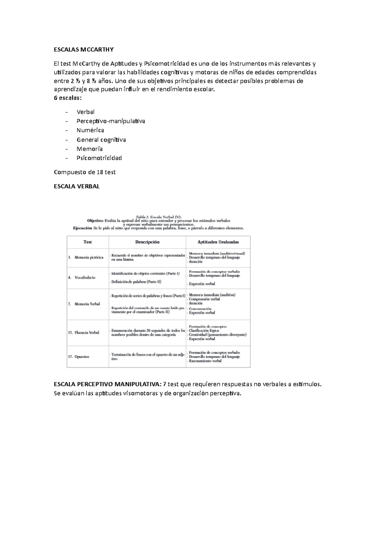 Test Mccarthy Pdf | ESCALAS MCCARTHY para niños y niñas – CWSC