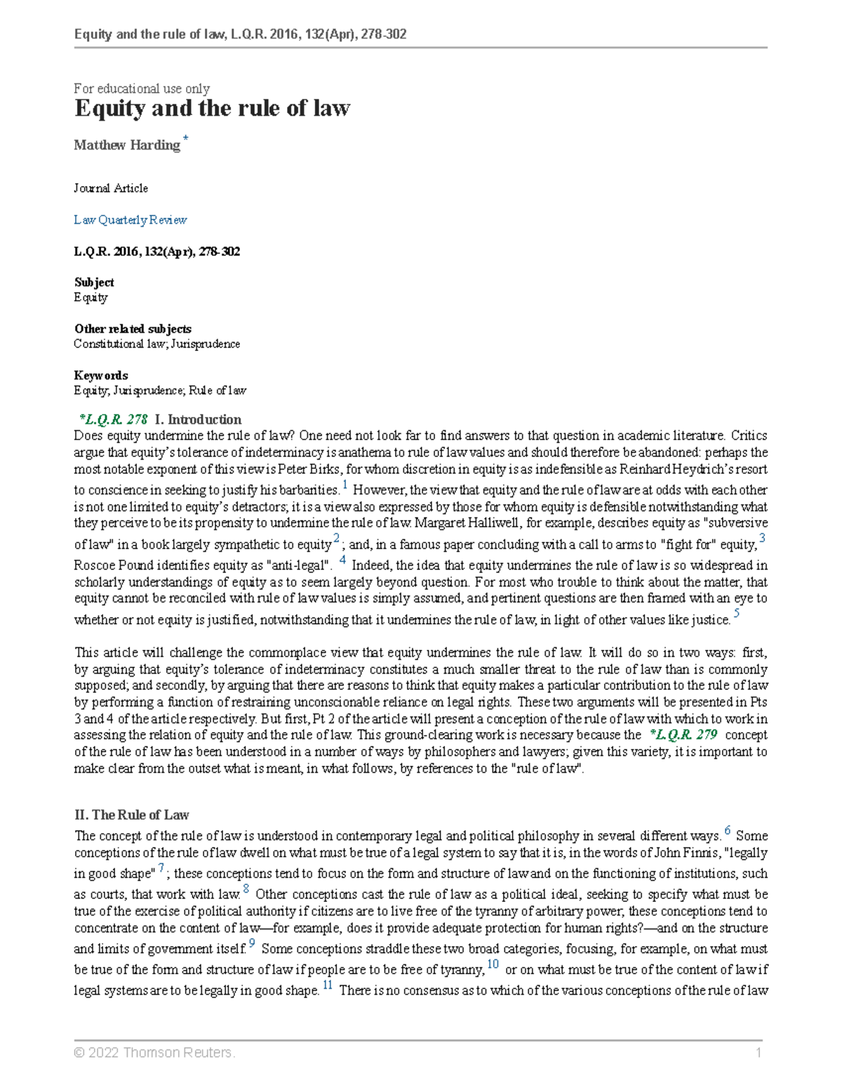 Equity and the rule of law - For educational use only Equity and the ...