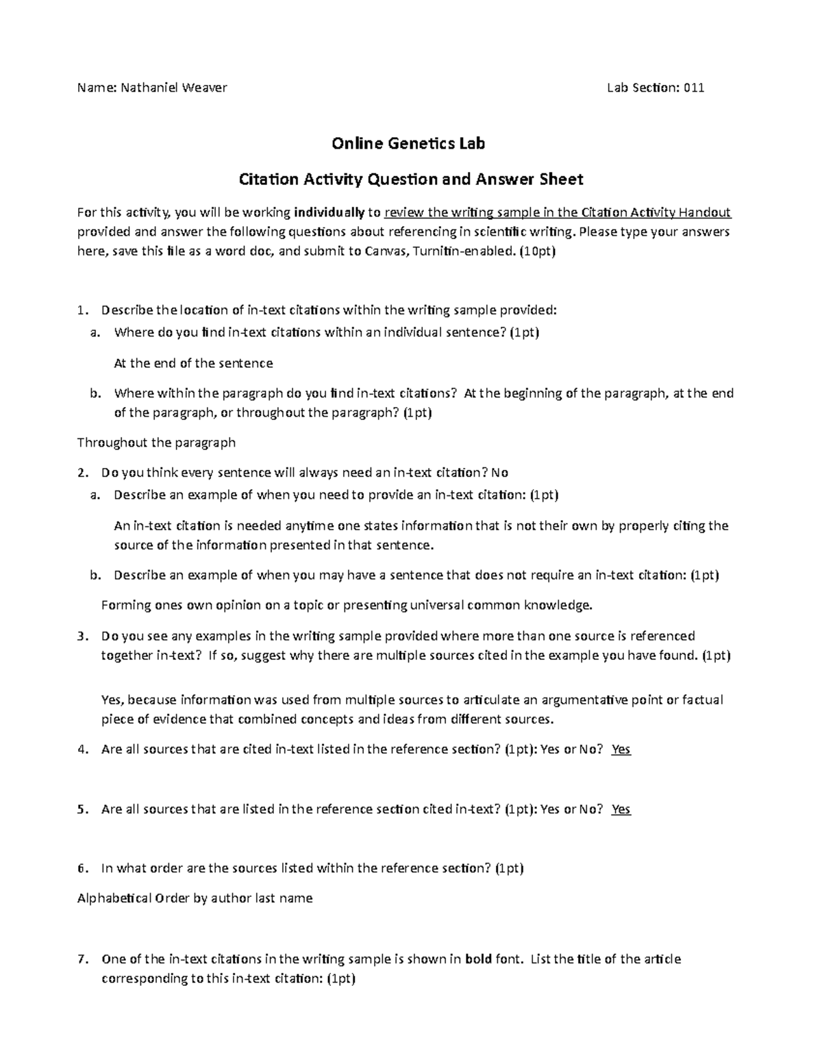 Citation activity - scc - Name: Nathaniel Weaver Lab Section: 011 ...