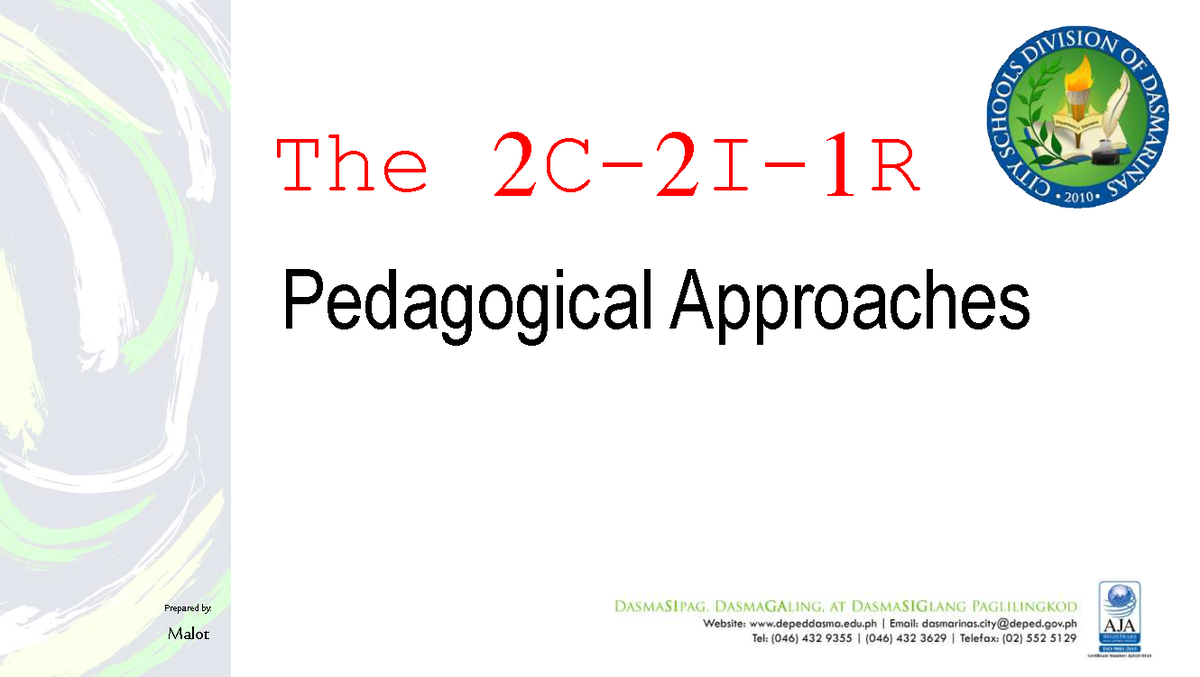 The2c 2i 1rpedagogicalapproaches 190723050431 - Education - Studocu