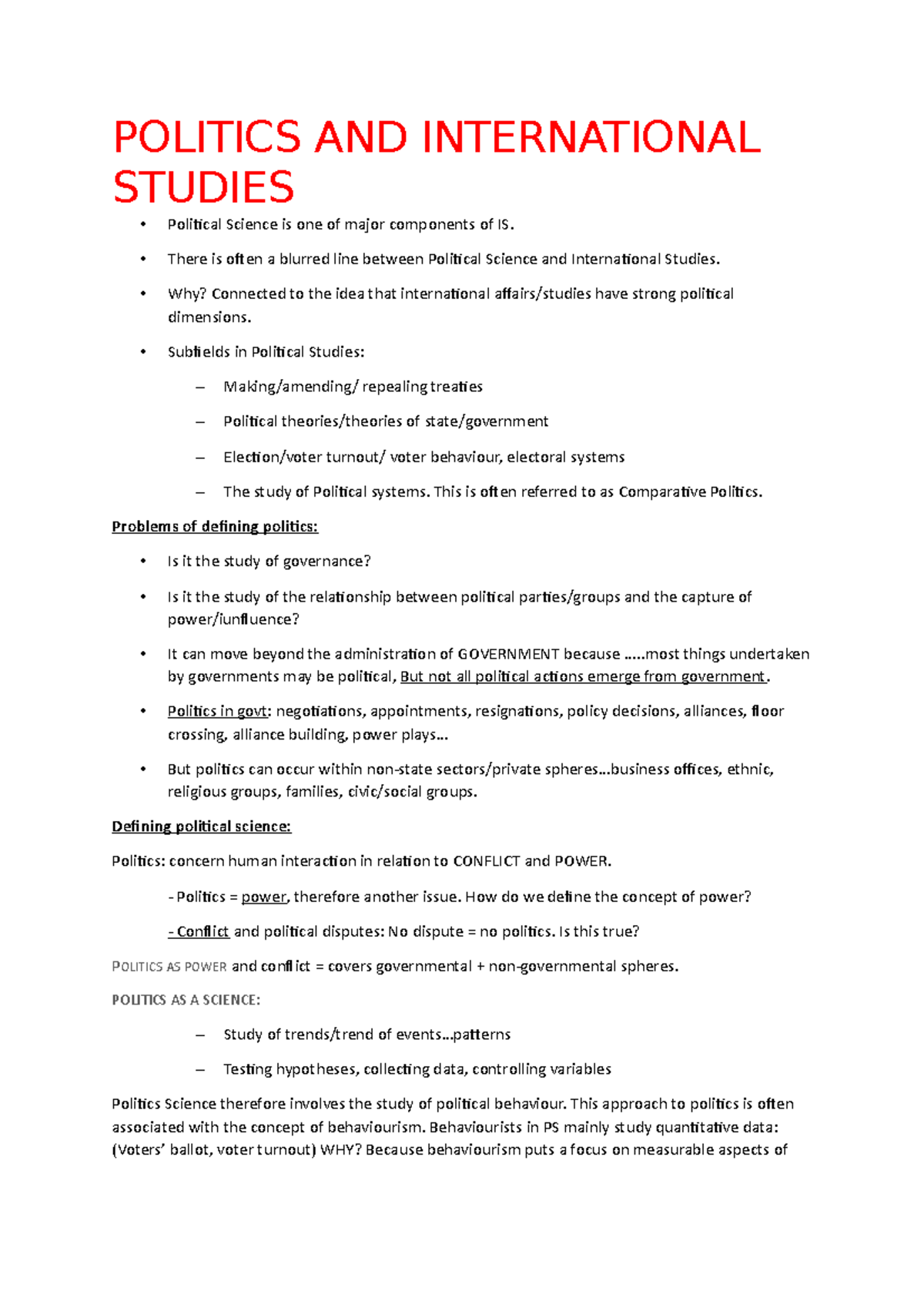 IIS W2 - Political Science - POLITICS AND INTERNATIONAL STUDIES ...