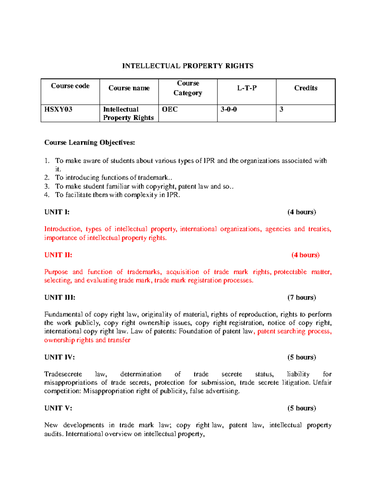 IPR - intellectual property rights notes - INTELLECTUAL PROPERTY RIGHTS ...