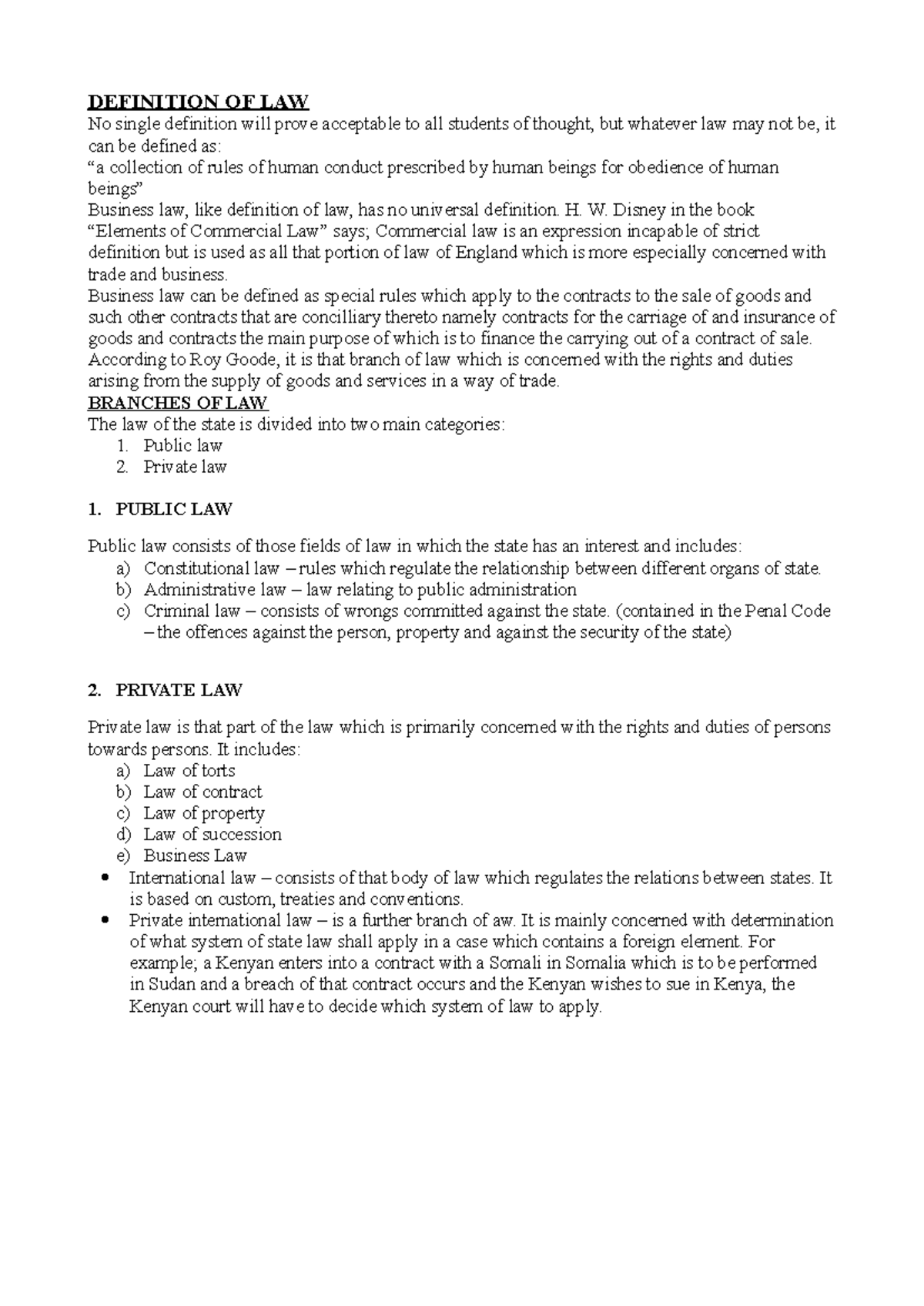 Nature and sources of law - DEFINITION OF LAW No single definition will ...