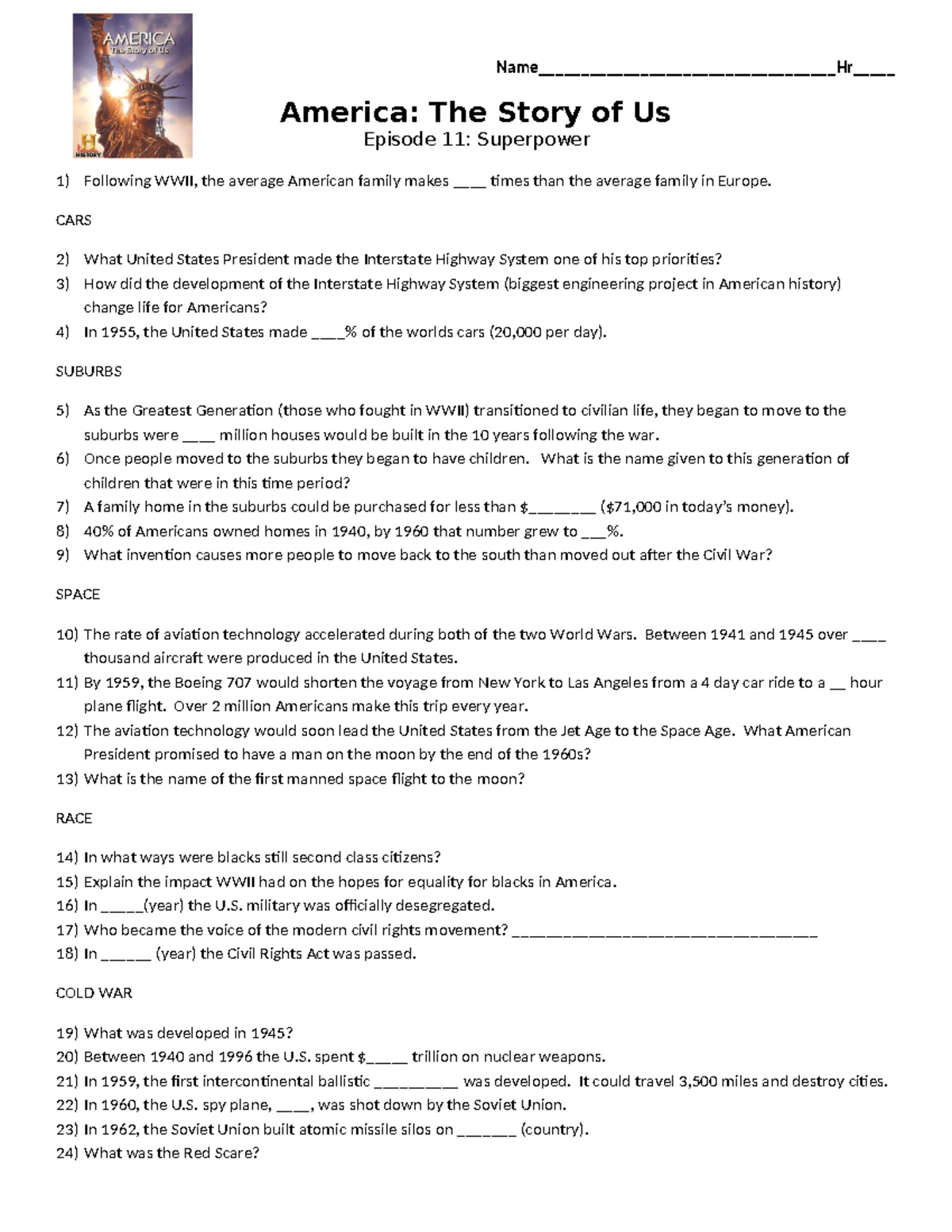 America The Story of Us Episode 11 Super Power Video Guide - - Studocu