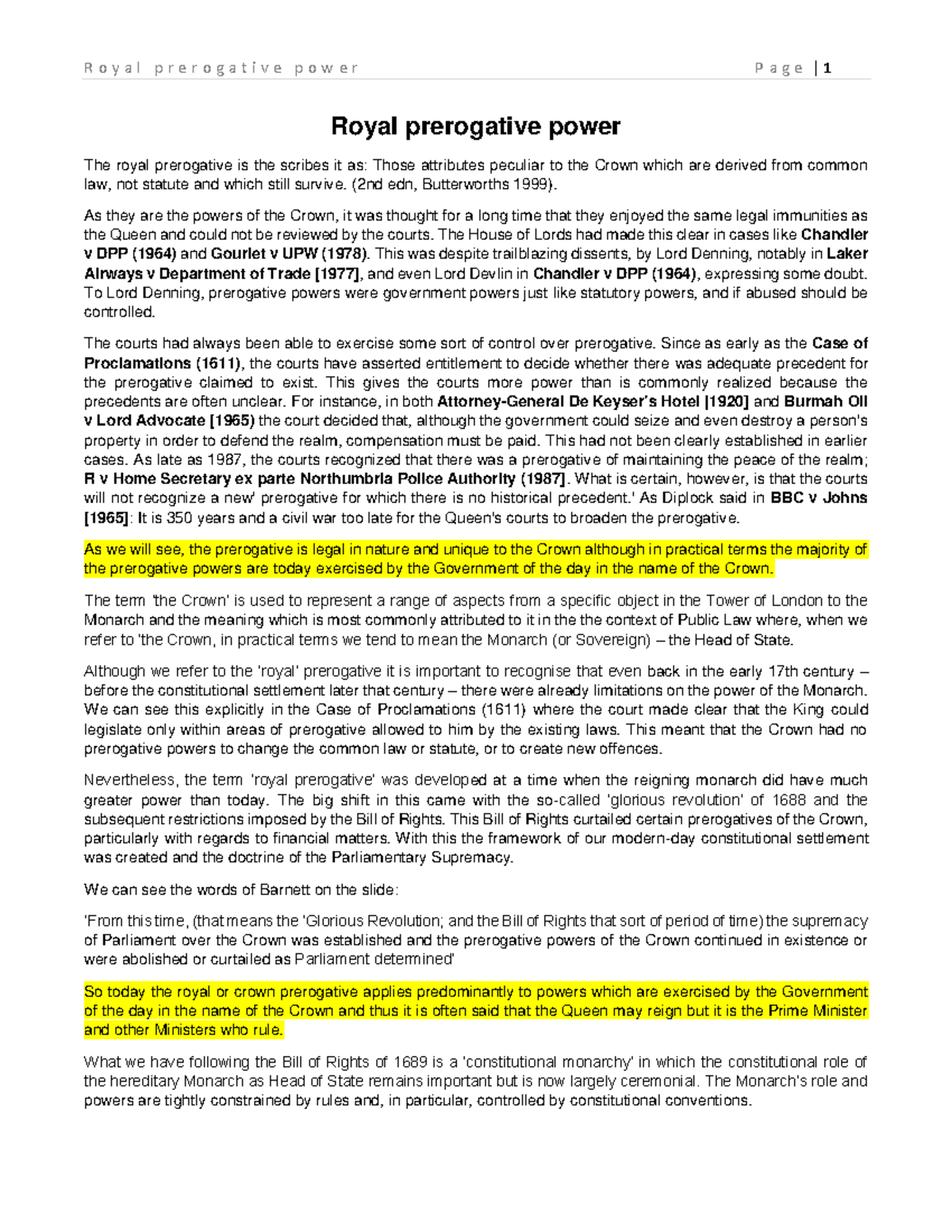 1.Royal-prerogative-power Note - Royal prerogative power The royal ...