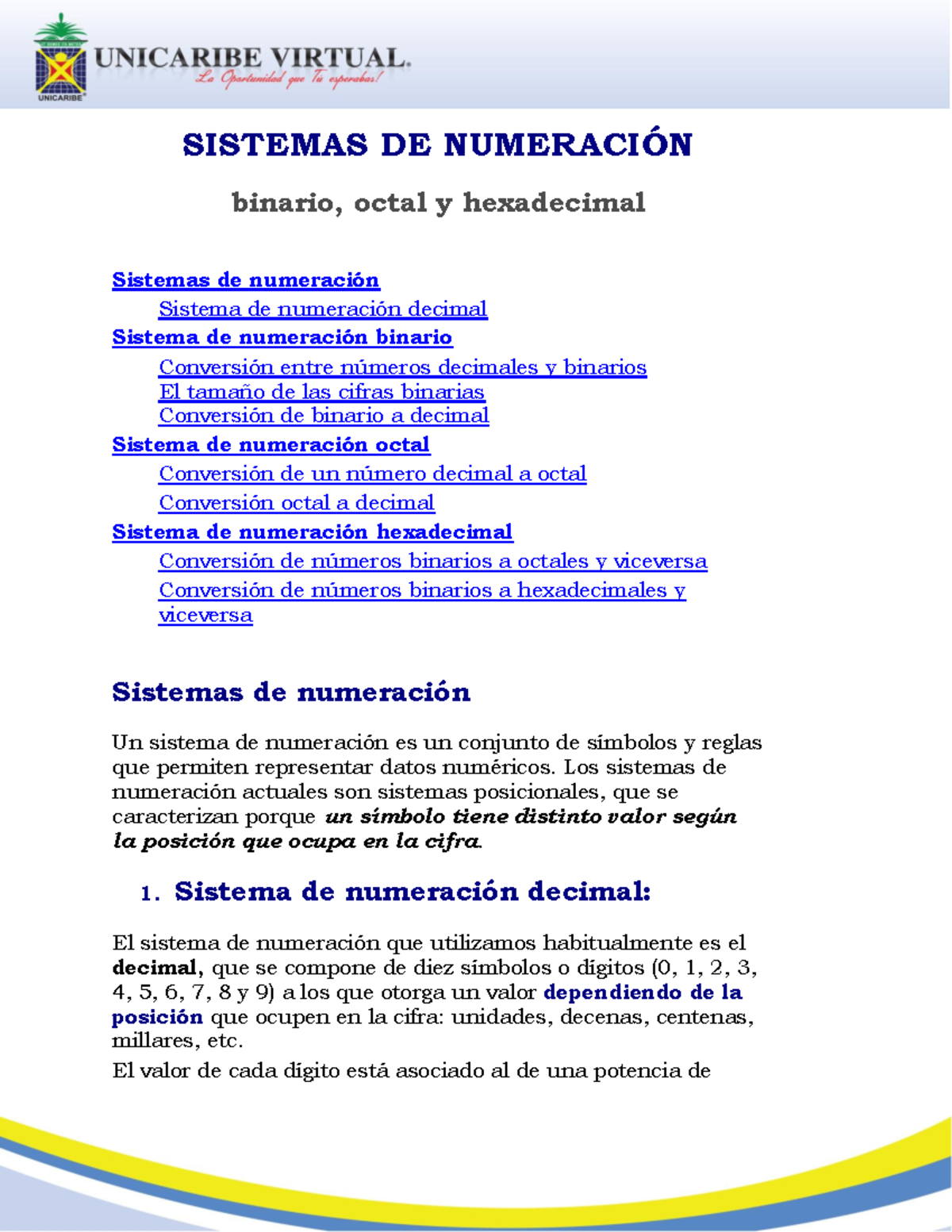 RA3 Sistemas Numéricos - SISTEMAS DE NUMERACIÓN binario, octal y ...