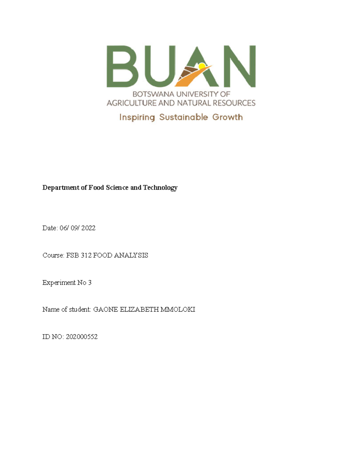 Crude FAT Analysis 202000 552 Mmoloki - Department of Food Science and ...