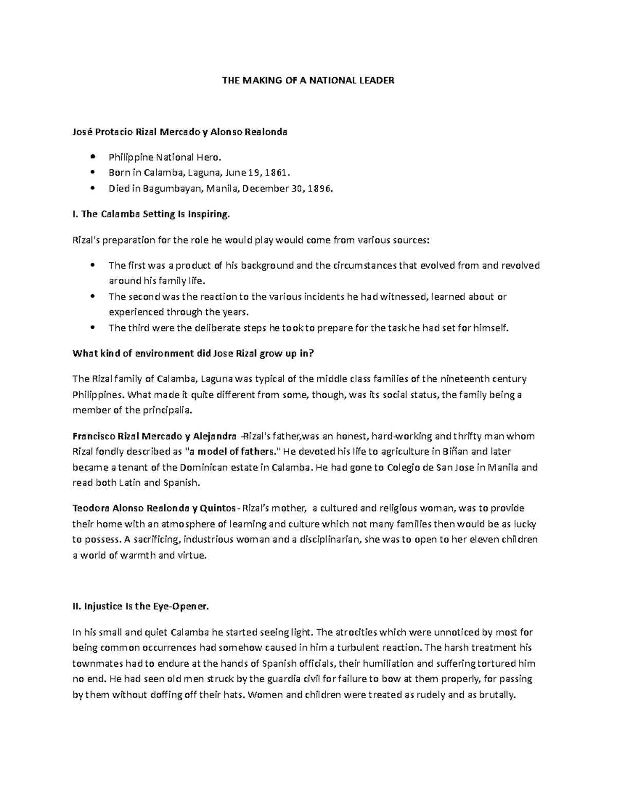 Chapter-III - The document is about rizal - THE MAKING OF A NATIONAL ...