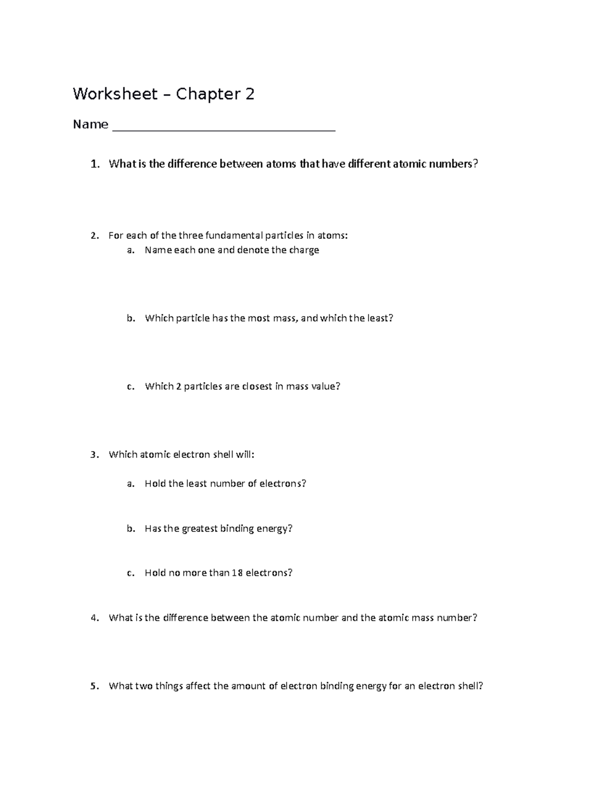 Chapter 2 worksheet OL - chemistry questions - Worksheet – Chapter 2 ...