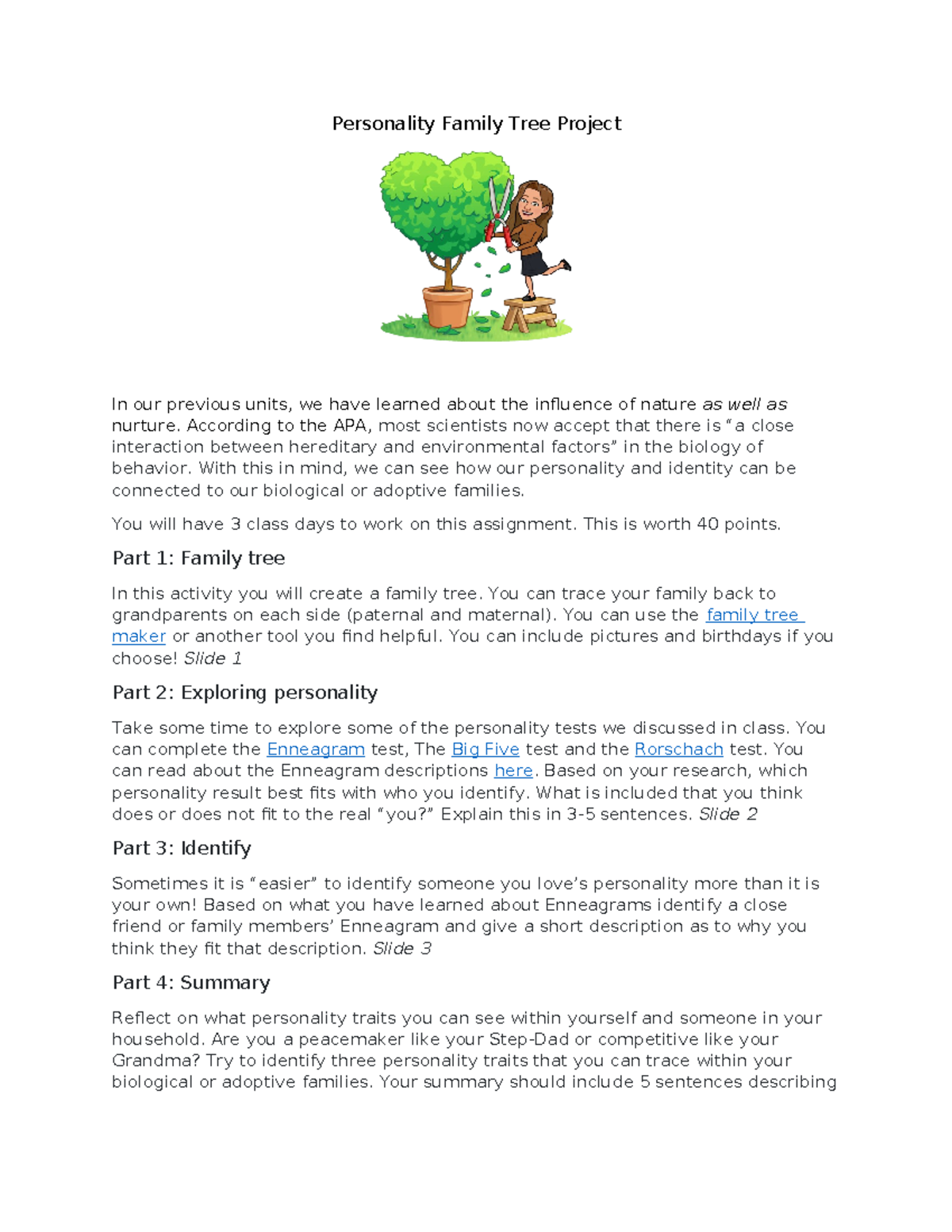 Personality Family Tree project - According to the APA, most scientists ...