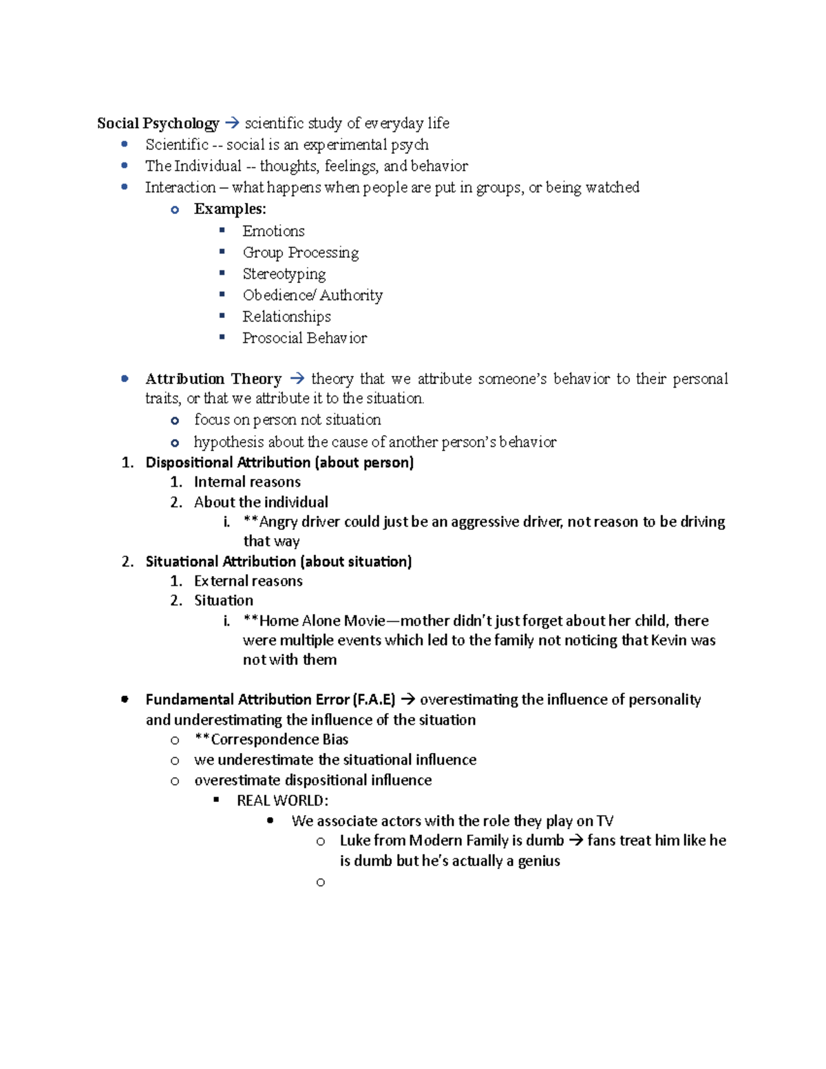 Psych Study Guide - Social Psychology scientific study of everyday life ...
