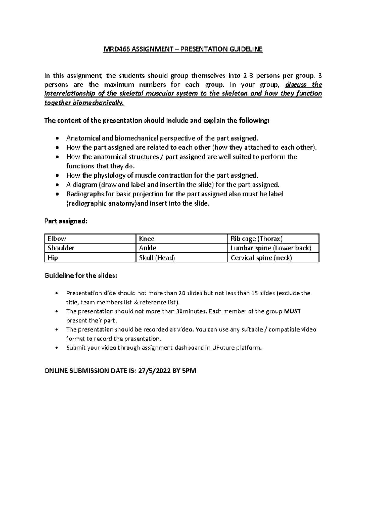 MRD466 Assignment Guideline - MRD466 ASSIGNMENT – PRESENTATION ...