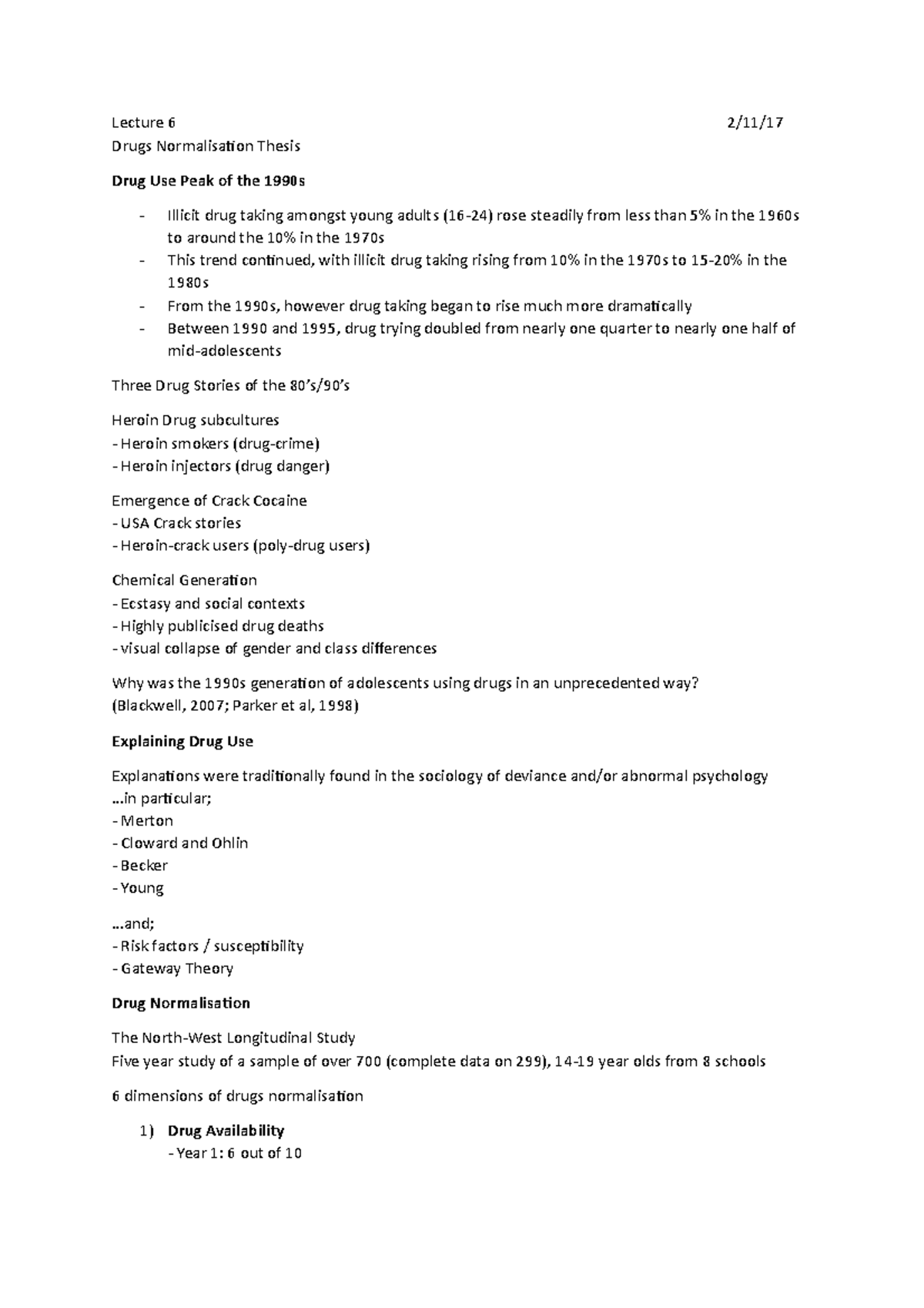 Drug Normalisation - Lecture 6 2/11/ Drugs Normalisation Thesis Drug ...