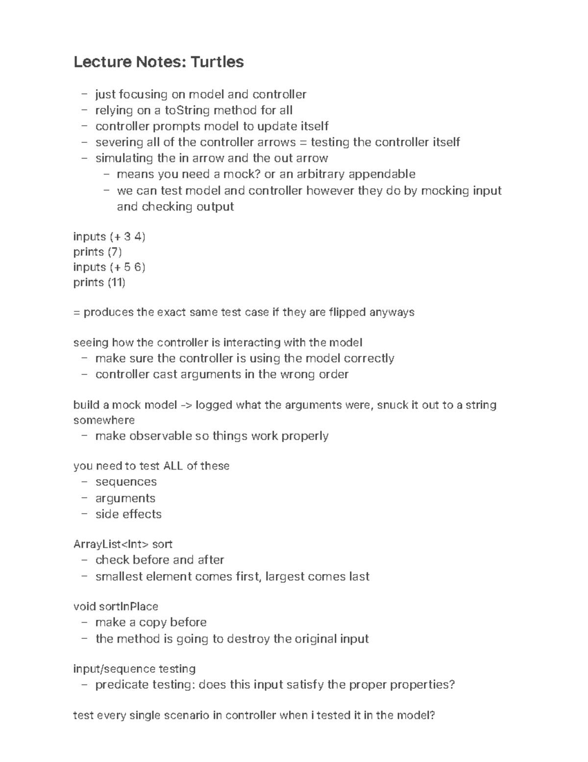 Lecture Notes: Turtles - – – – – – – – – – – – – – – – – – – Lecture ...