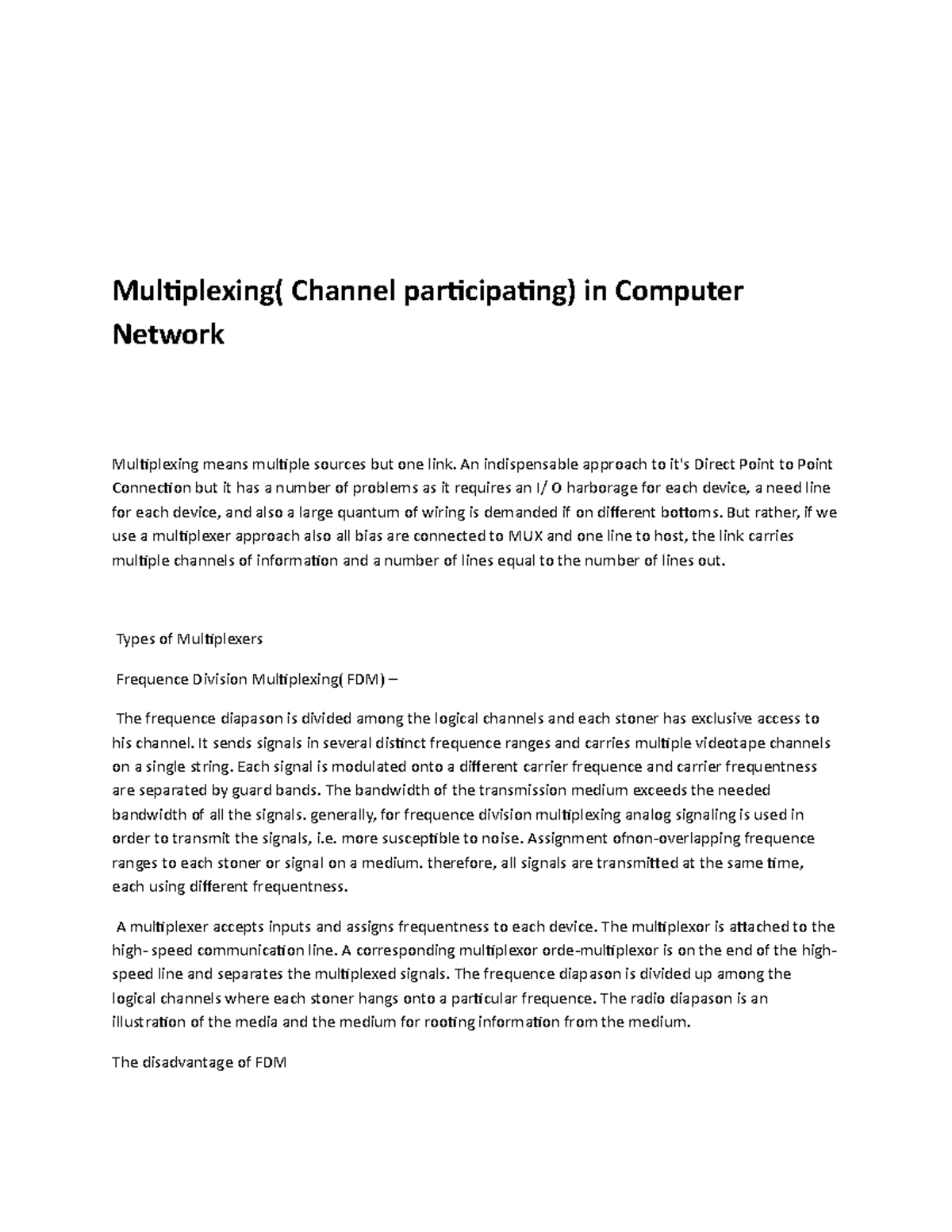 Multiplexing( Channel participating) in Computer Network - Multiplexing ...