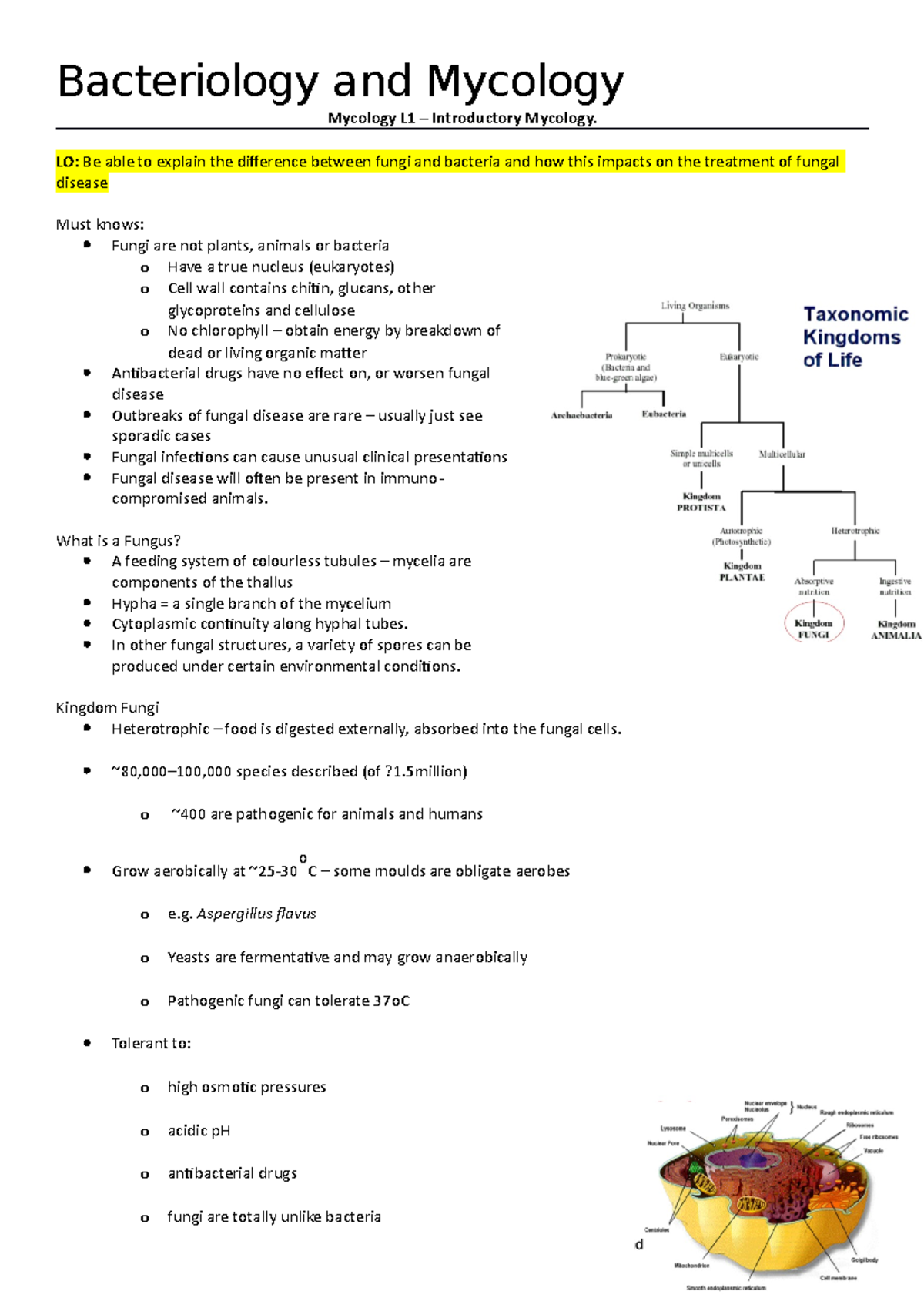 Bacteriology and Mycology Revised notes - Bacteriology and Mycology ...