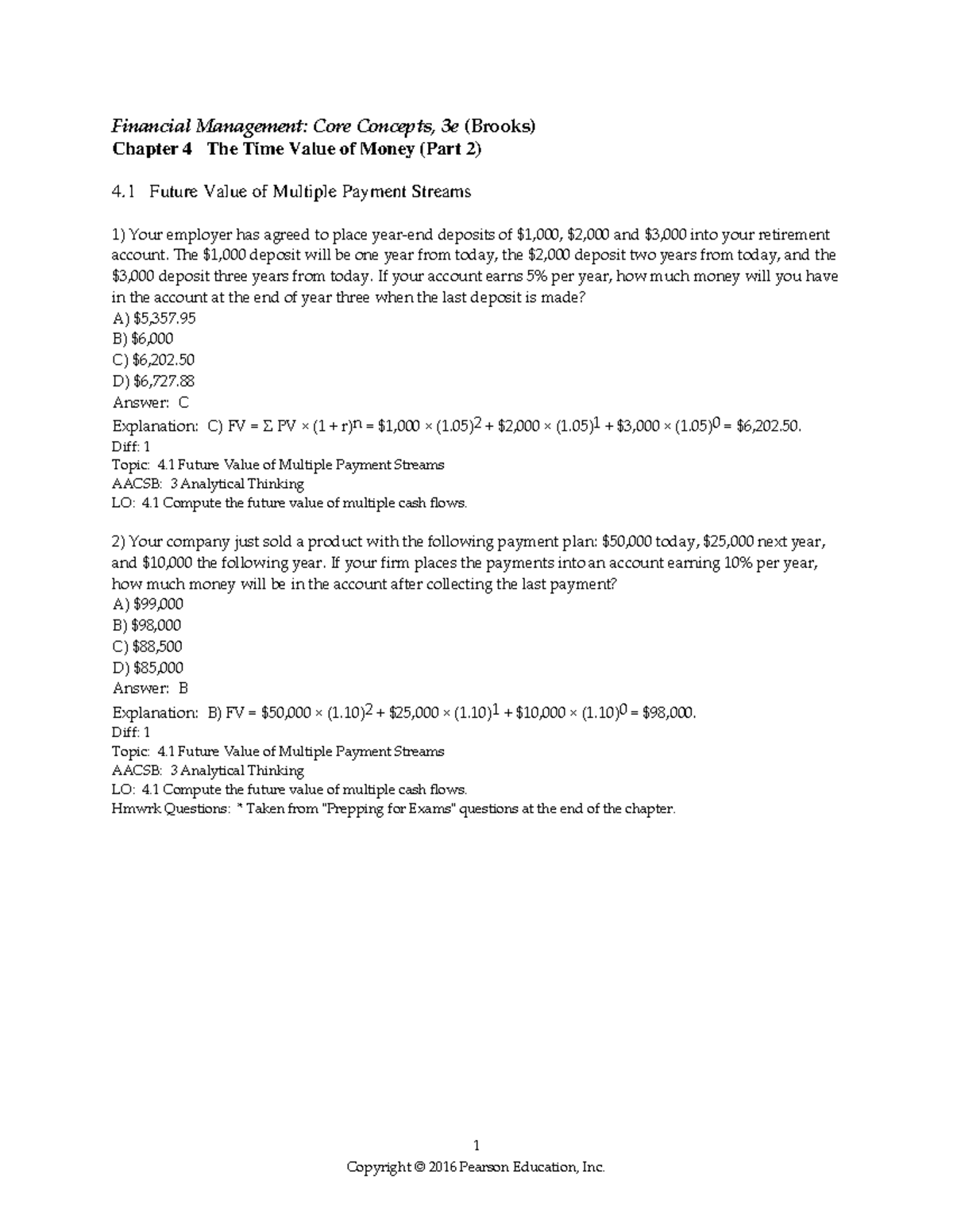 Chapter 04 - financial management test bank ch 4 - 1 Financial ...