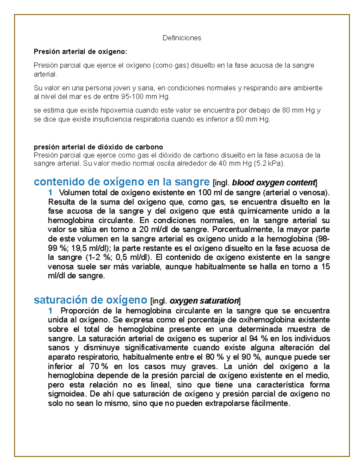 Definiciones diferencia pao2 y sato - Definiciones Presión arterial de ...