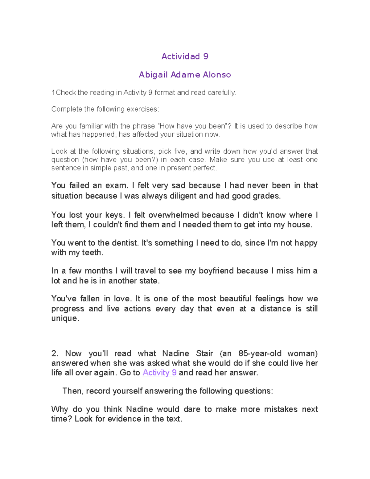 Act 9 ingles - apuntes en clase - Actividad 9 Abigail Adame Alonso ...