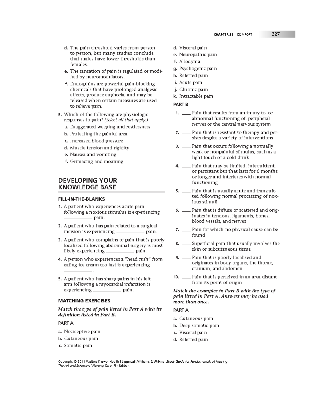 Fundamentals of Nursing The Art and Science of Nursing Care Study Guide ...