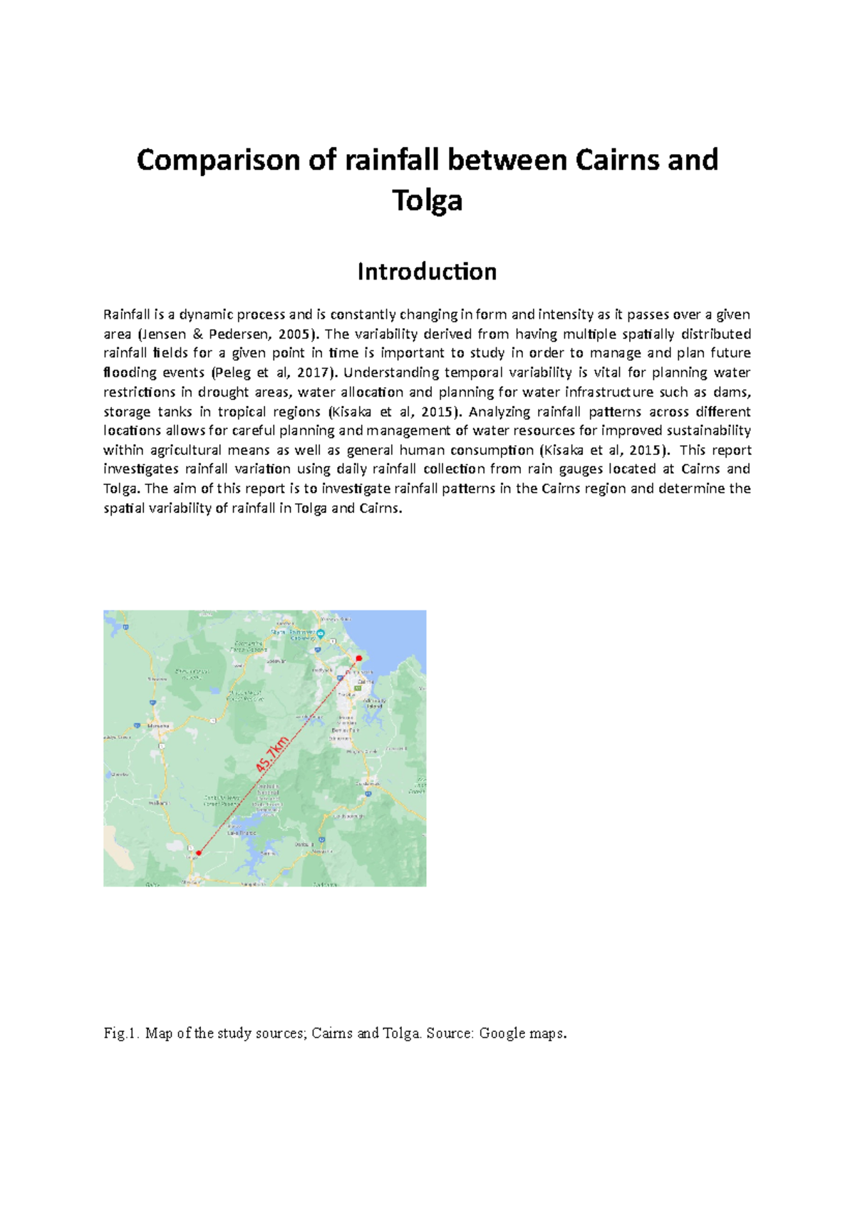 Comparison of rainfall between Cairns and Tolga - Comparison of ...