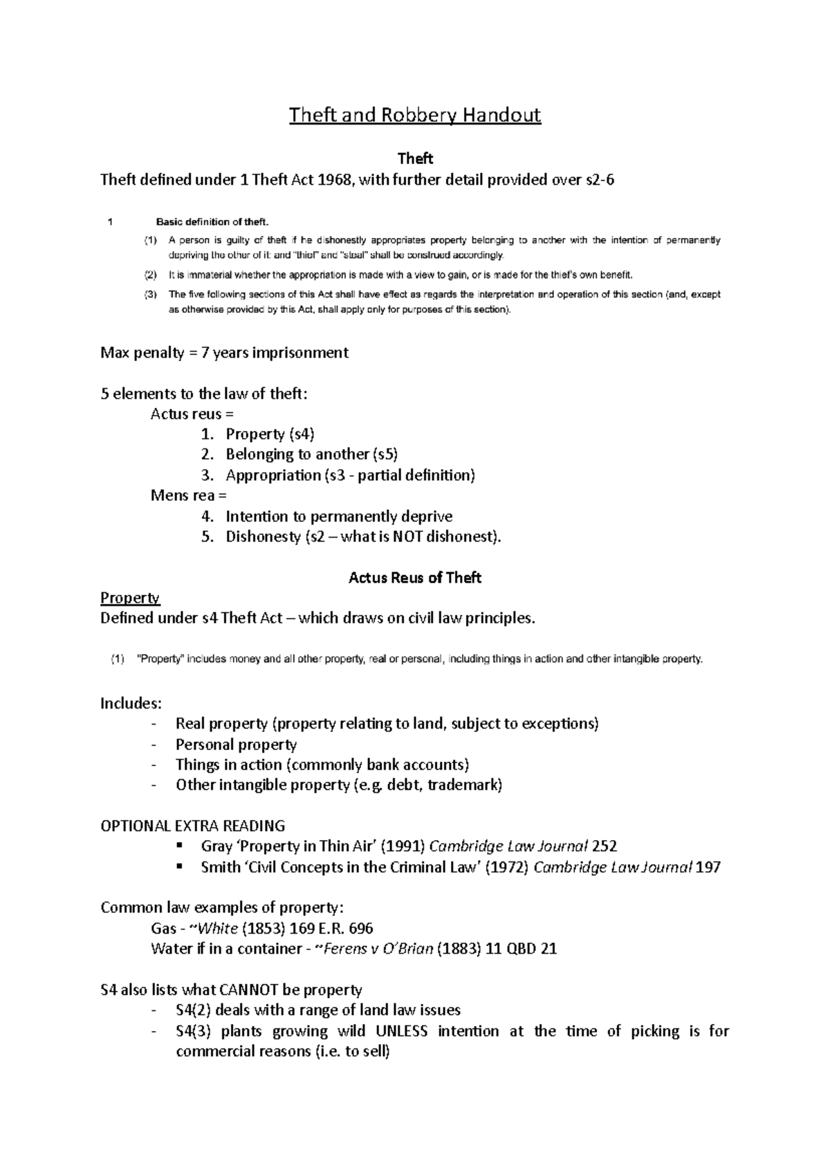 Theft and Robbery Handout - Theft and Robbery Handout Thef Theft ...