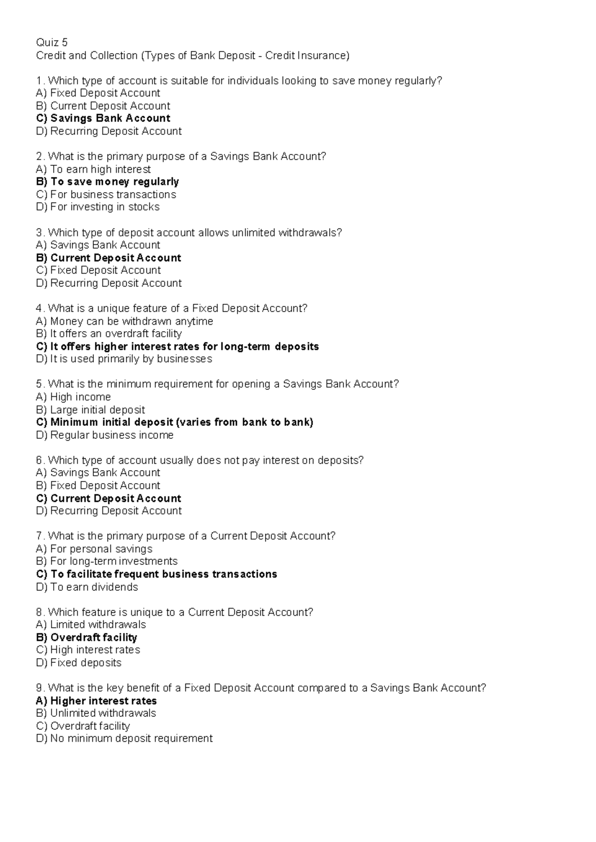 Quiz 5 - Assessment about Philippine Credit System - Quiz 5 Credit and ...