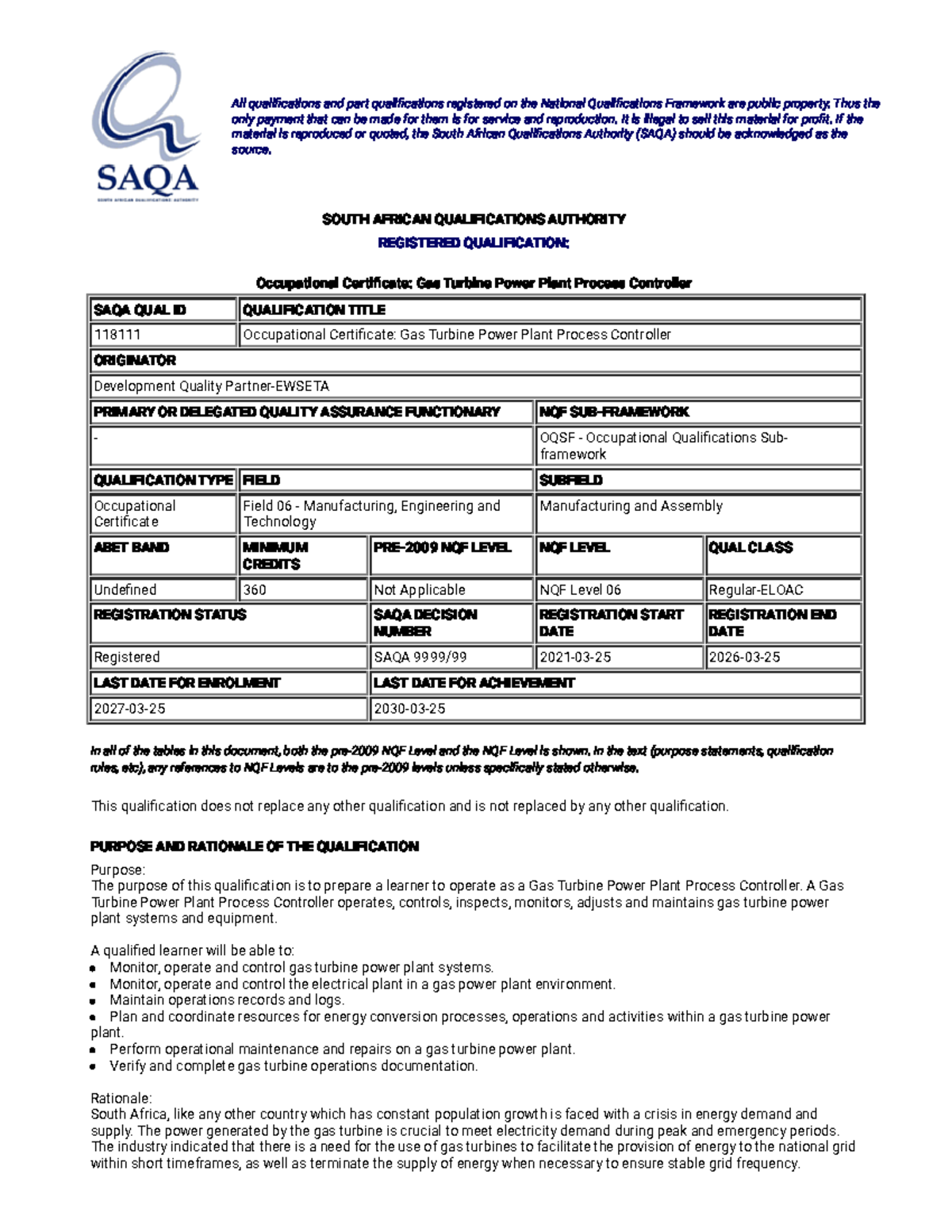 SAQA - I'm busy with trades - All qualifications and part ...