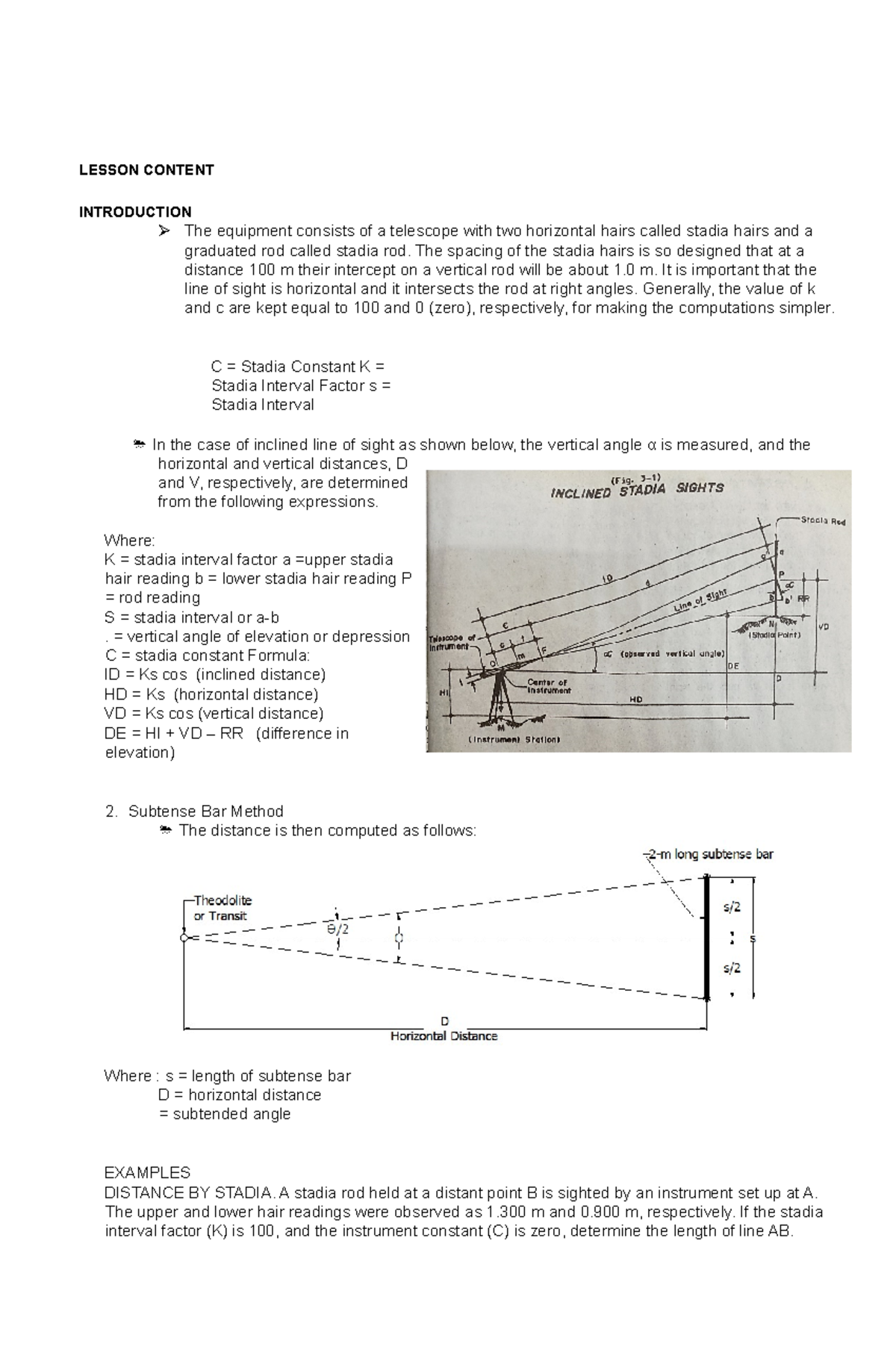 Fundamentals of Surveying 7 - LESSON CONTENT INTRODUCTION The equipment ...