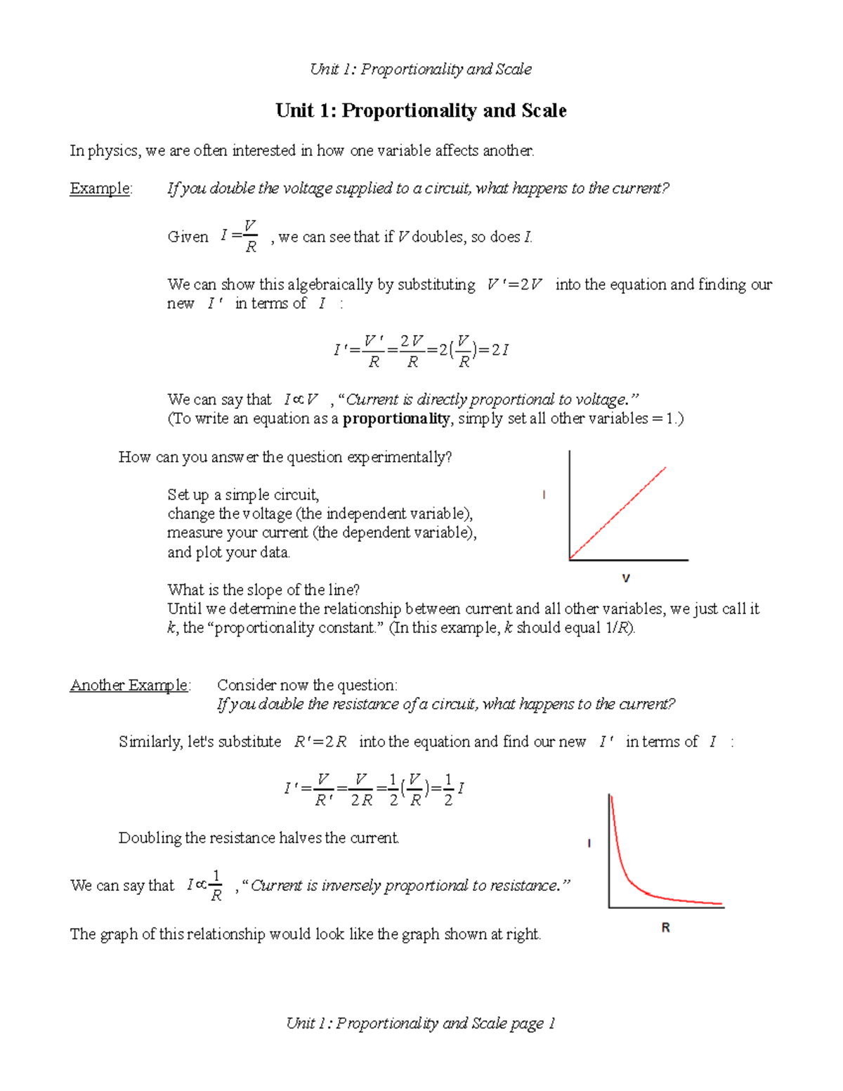 Unit 1 Proportionality and Scale - Unit 1: Proportionality and Scale In ...