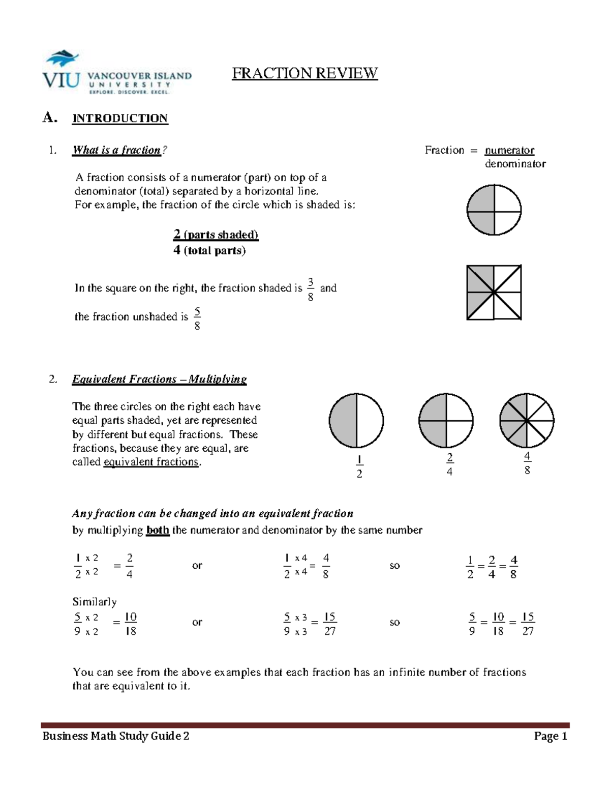 Viu business math study guide 2 fractions - Business Math Study Guide 2 ...