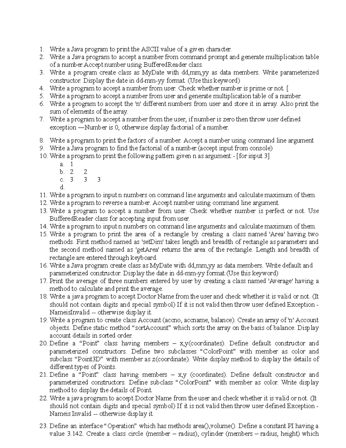 Core Java reference questions - 1. Write a Java program to print the ...