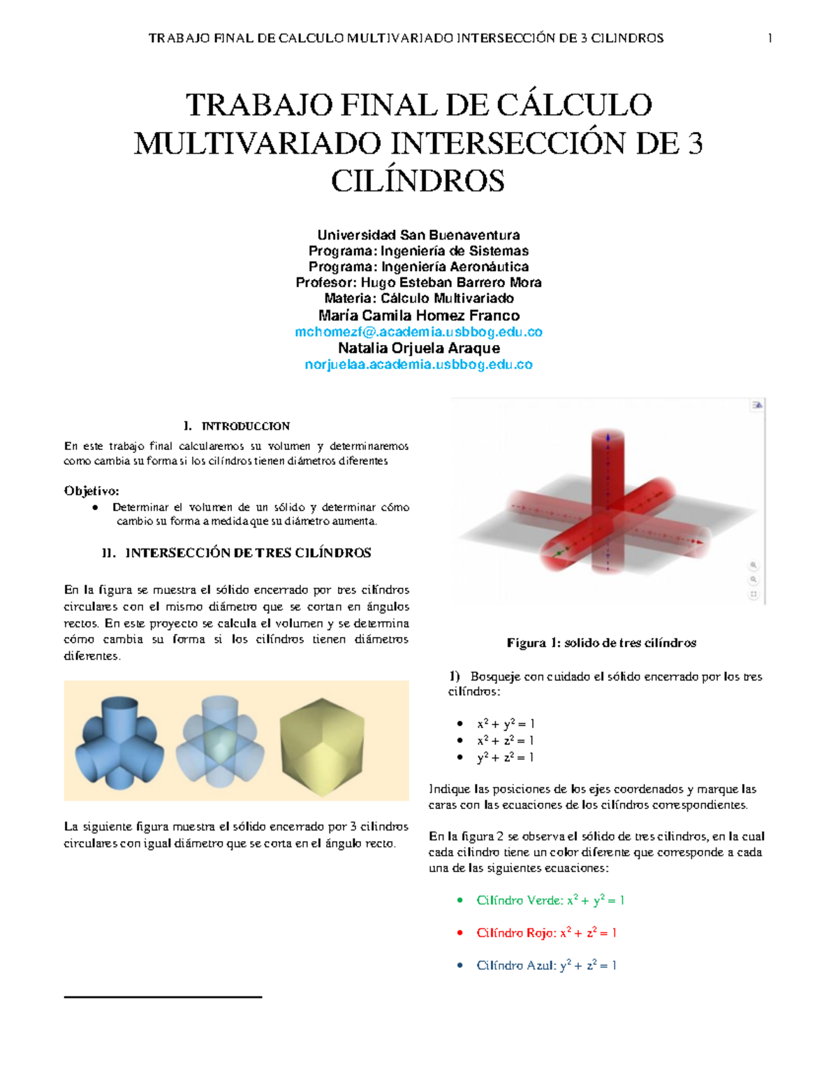 3 Corte Trabajo Final Calculo Multivariado - I. INTRODUCCION En este ...