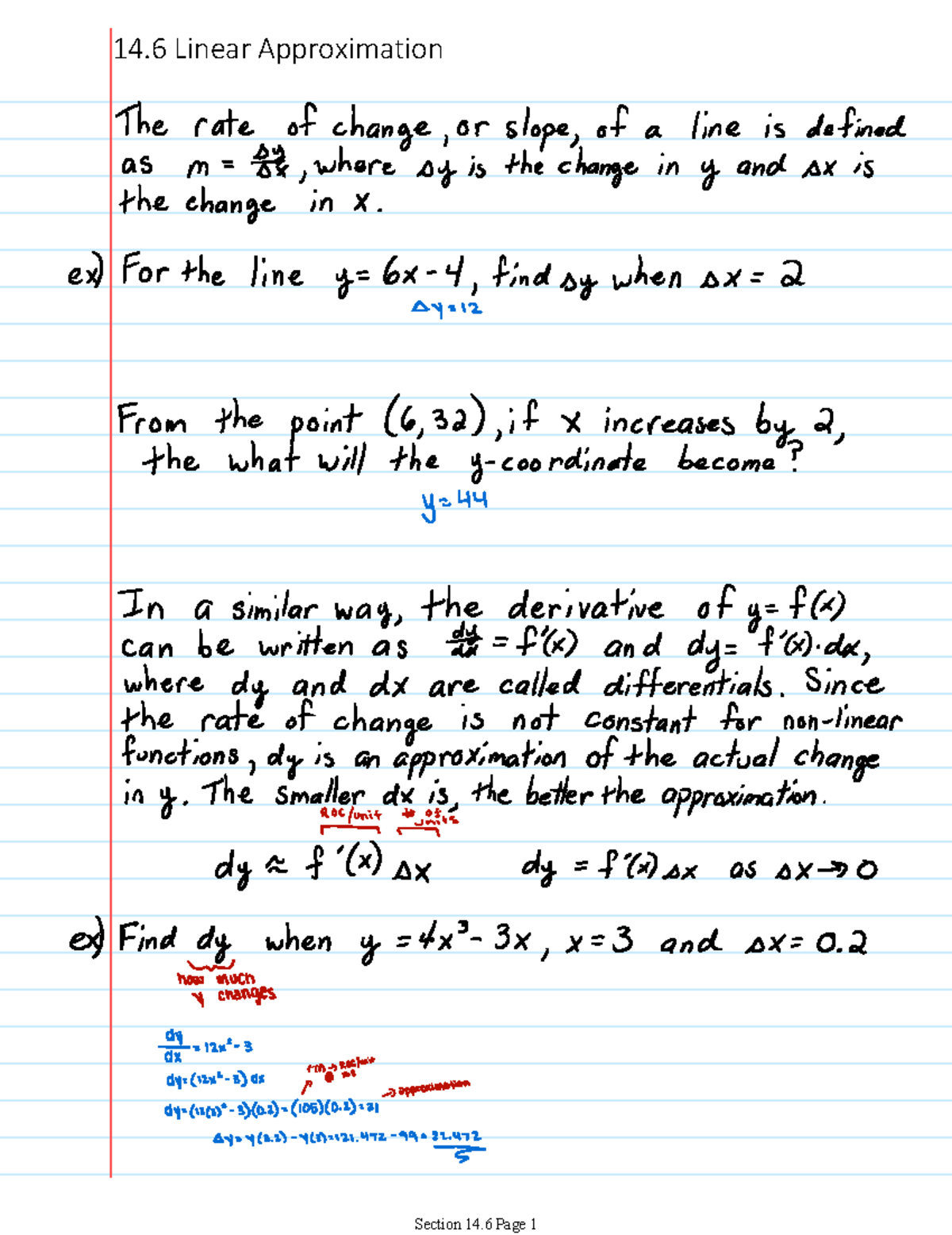 Math 102-b, 5-13-22 notes - 14 Linear Approximation Section 14 Page 1 ...